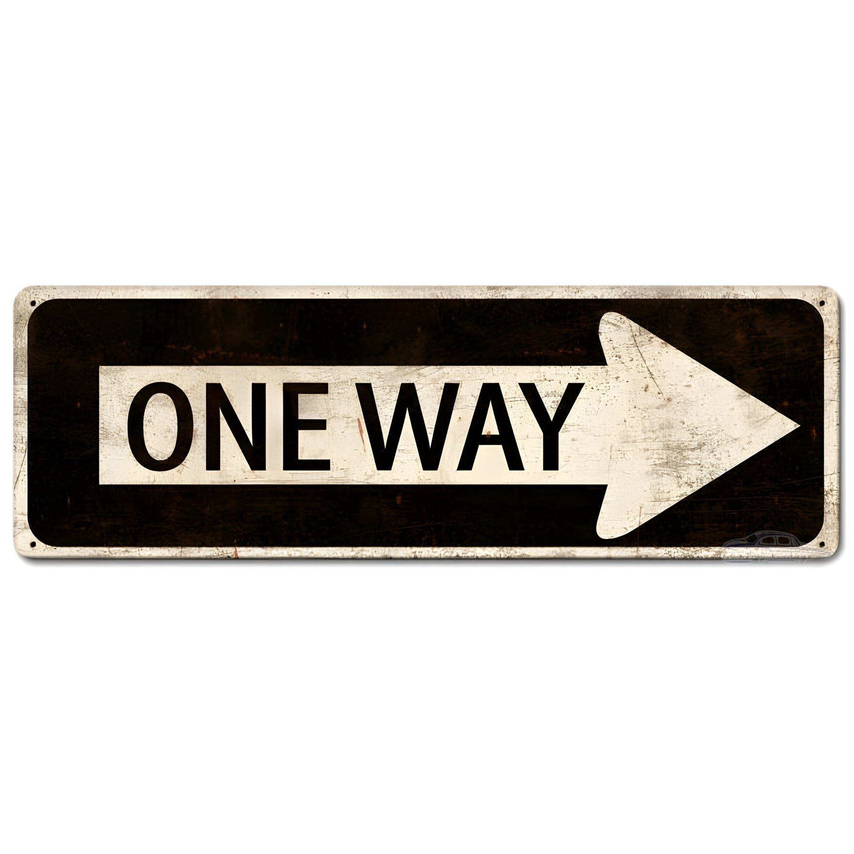 One Way Metal Sign - Vintage Style, 24"x8", Made in USA