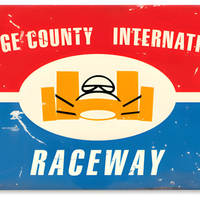 Vintage Orange County Raceway Metal Sign - 14" x 8"