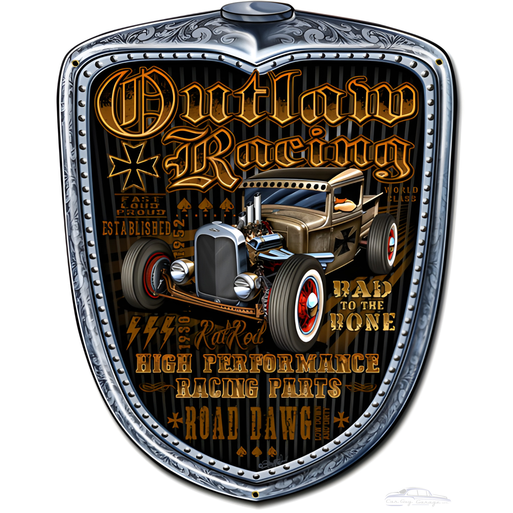 Outlaw Racing Grill Metal Sign - 20"x24" Durable Wall Decor