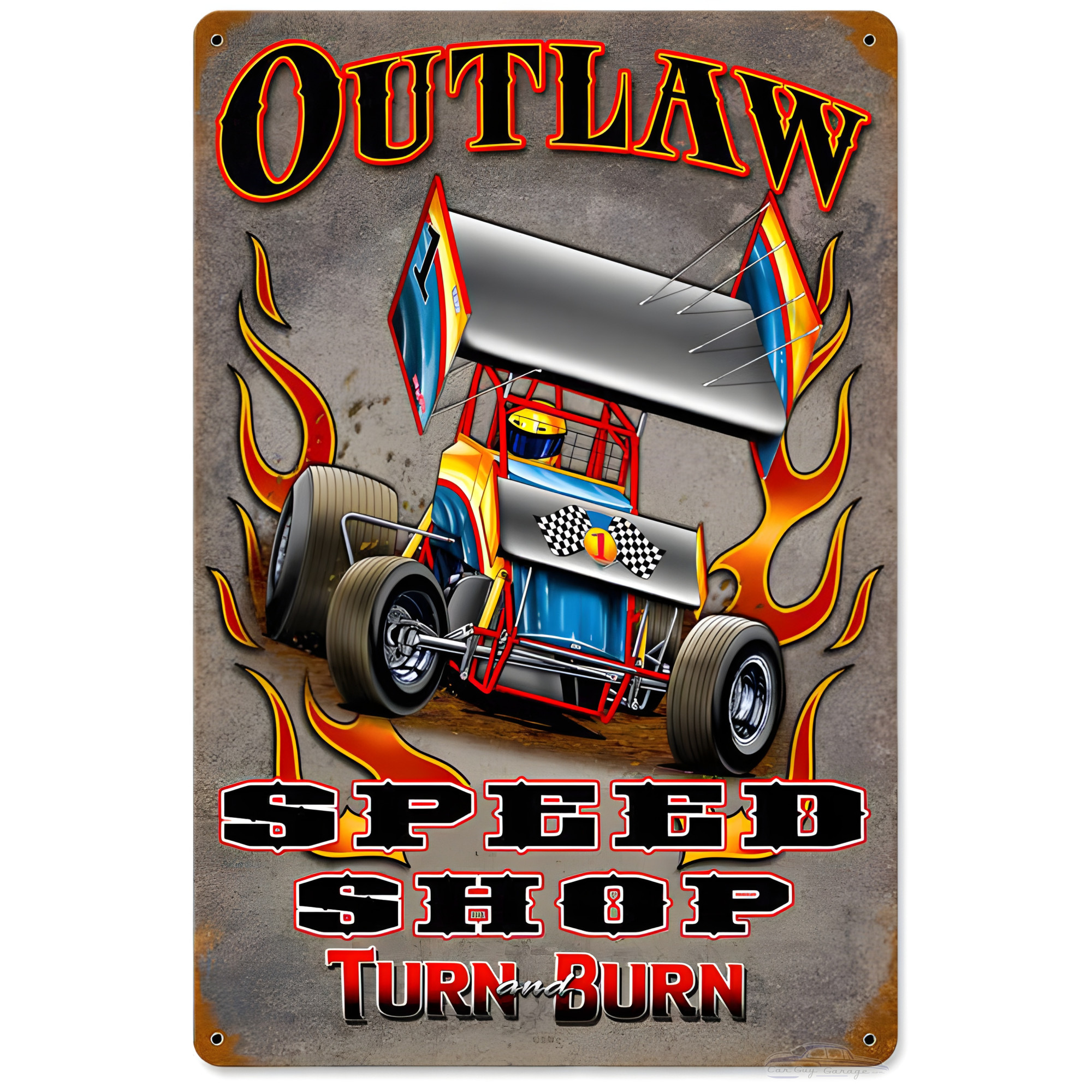 Outlaw Speed Shop Metal Sign - Vintage 12"x18" Garage Decor