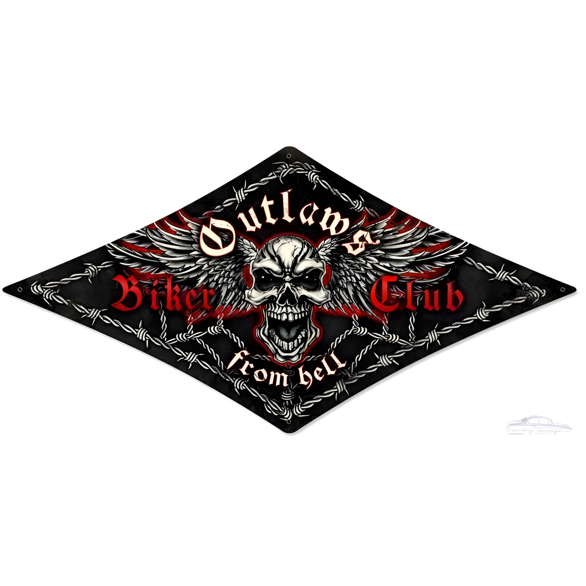 Outlaws Skull Metal Sign - 14"x24" Heavy Gauge Steel Decor