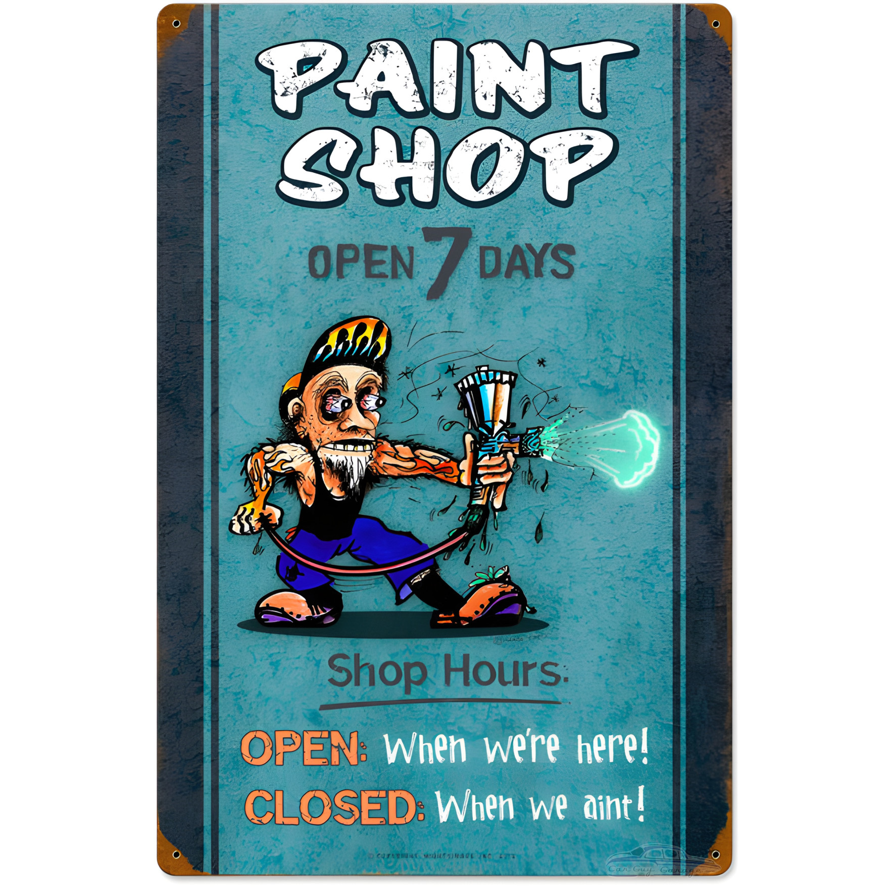 Vintage Paint Shop Hours Metal Sign - 16"x24" - Made in USA