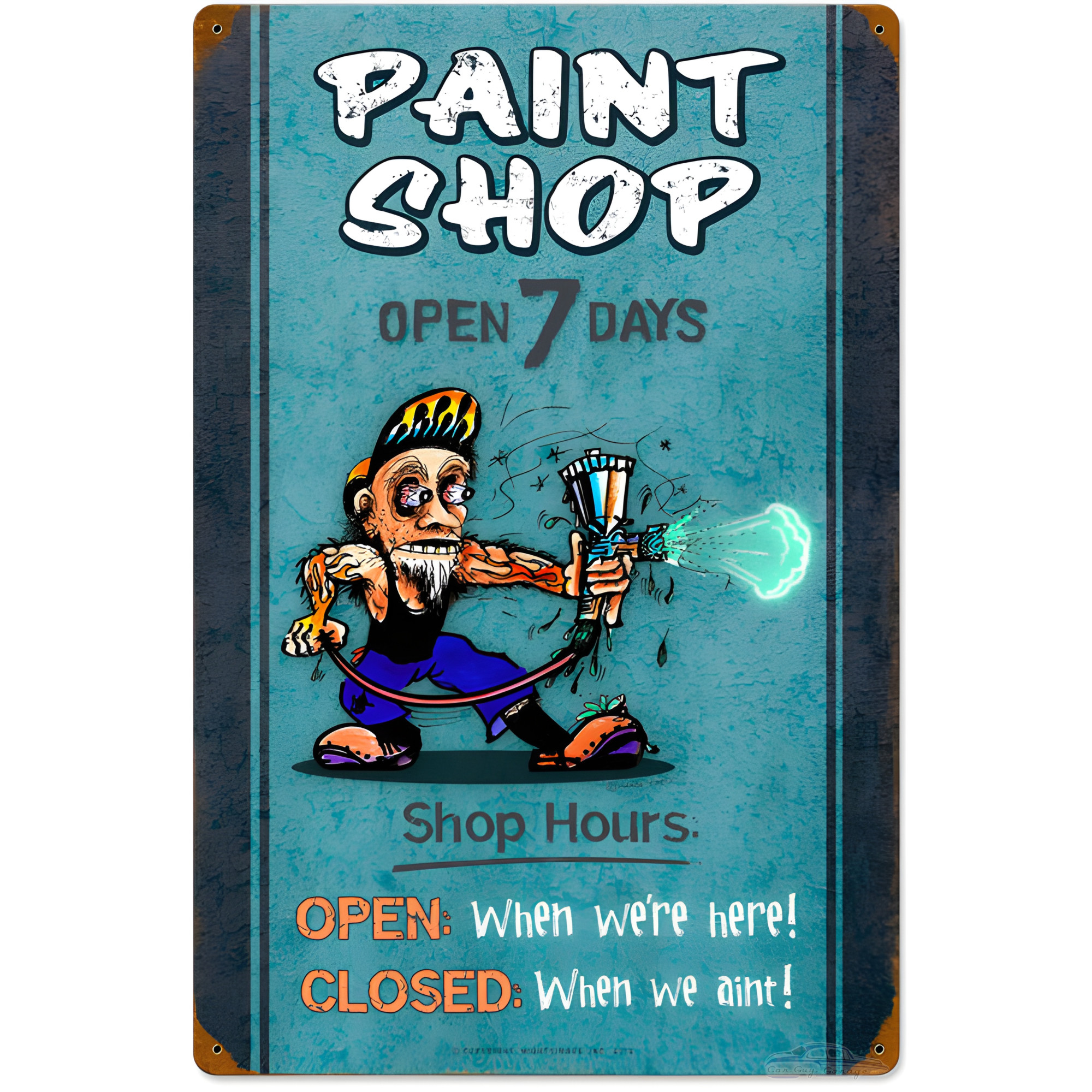 Vintage Paint Shop Hours Metal Sign - 16"x24" - Made in USA