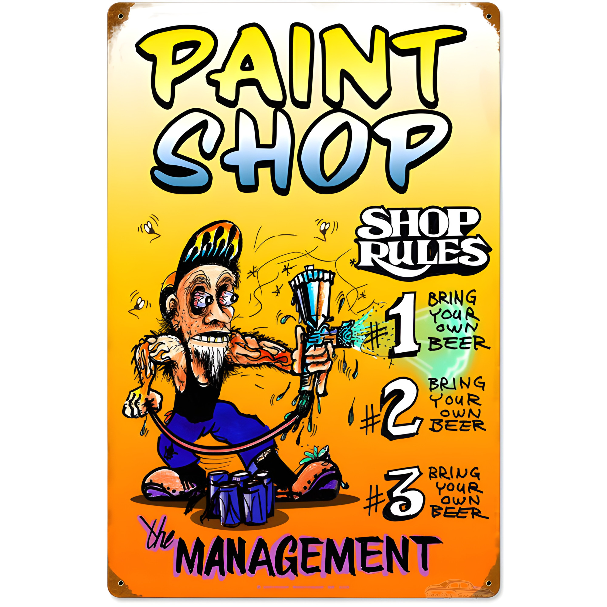 Vintage Paint Shop Rules Metal Sign - 16"x24" - Made in USA