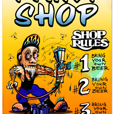 Vintage Paint Shop Rules Metal Sign - 16"x24" - Made in USA