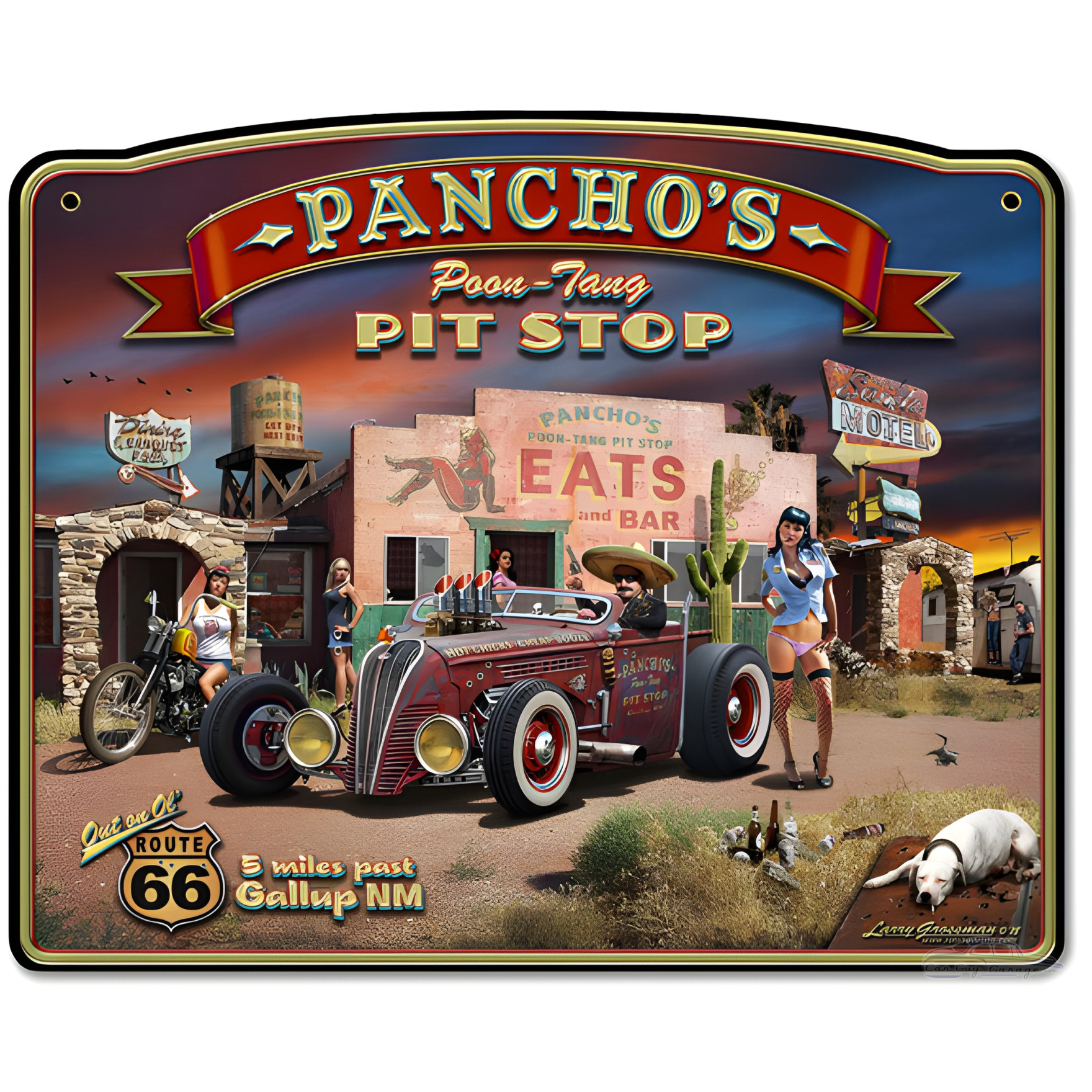 Pancho's Poon-Tang Pit Stop Metal Sign - 18"x14" USA Made
