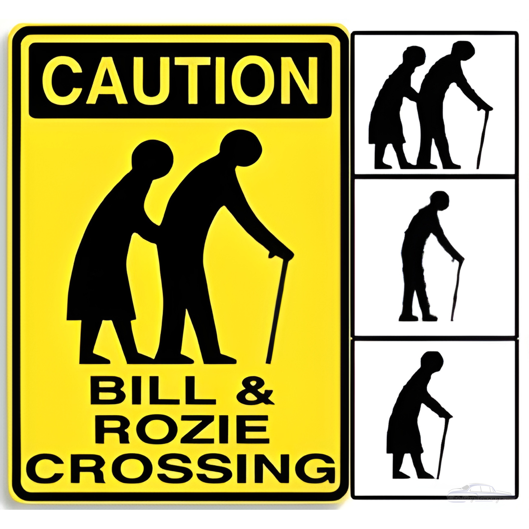 Personalized Aluminum Old People Crossing Sign - Customizable