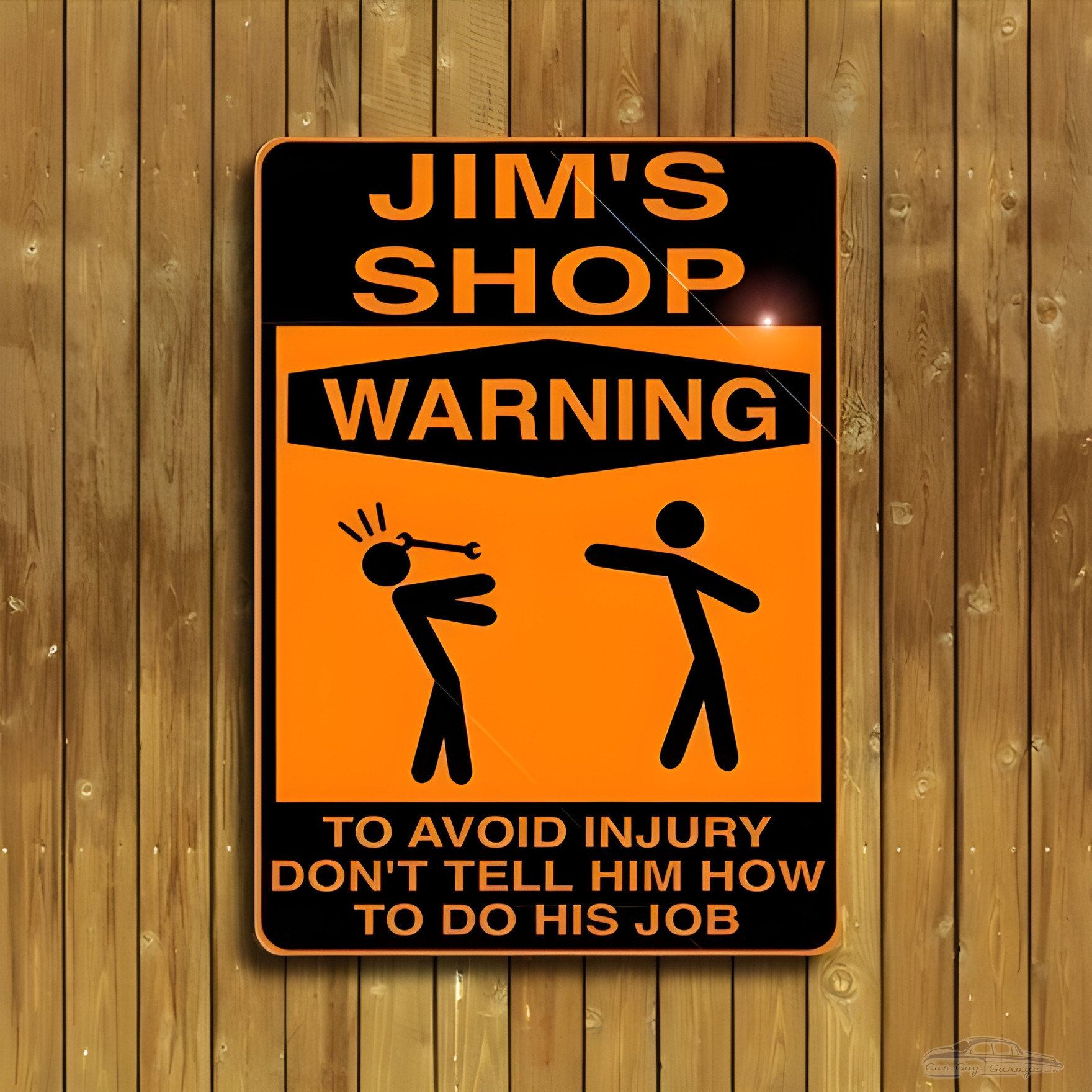 Personalized Shop Job Warning Sign - Customizable, Weatherproof