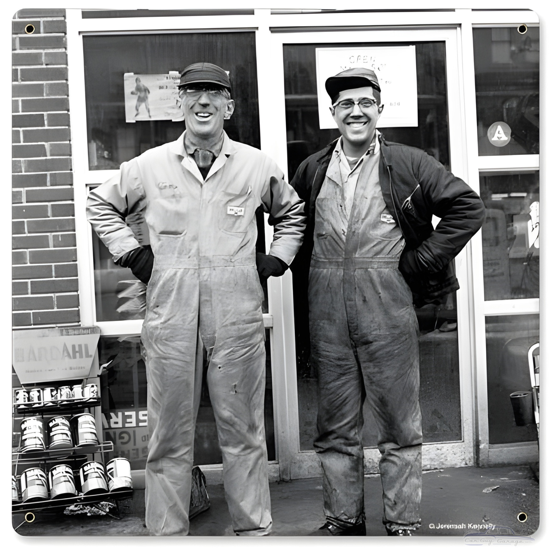 Retro Photo Coveralls Metal Sign - 12"x12" - Made in USA