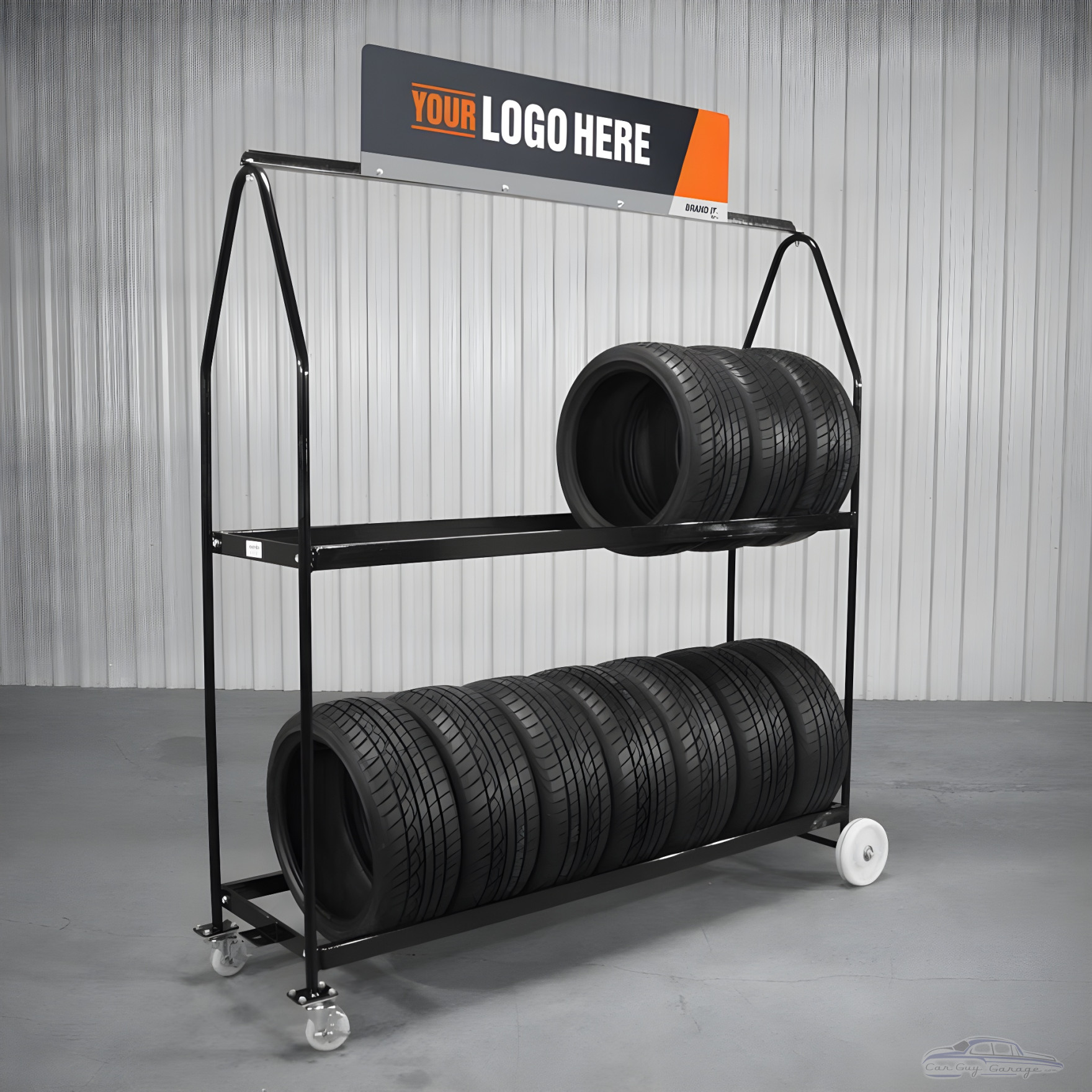 Deluxe Mobile Tire Rack - Holds 14-16 Tires, 4 Wheels