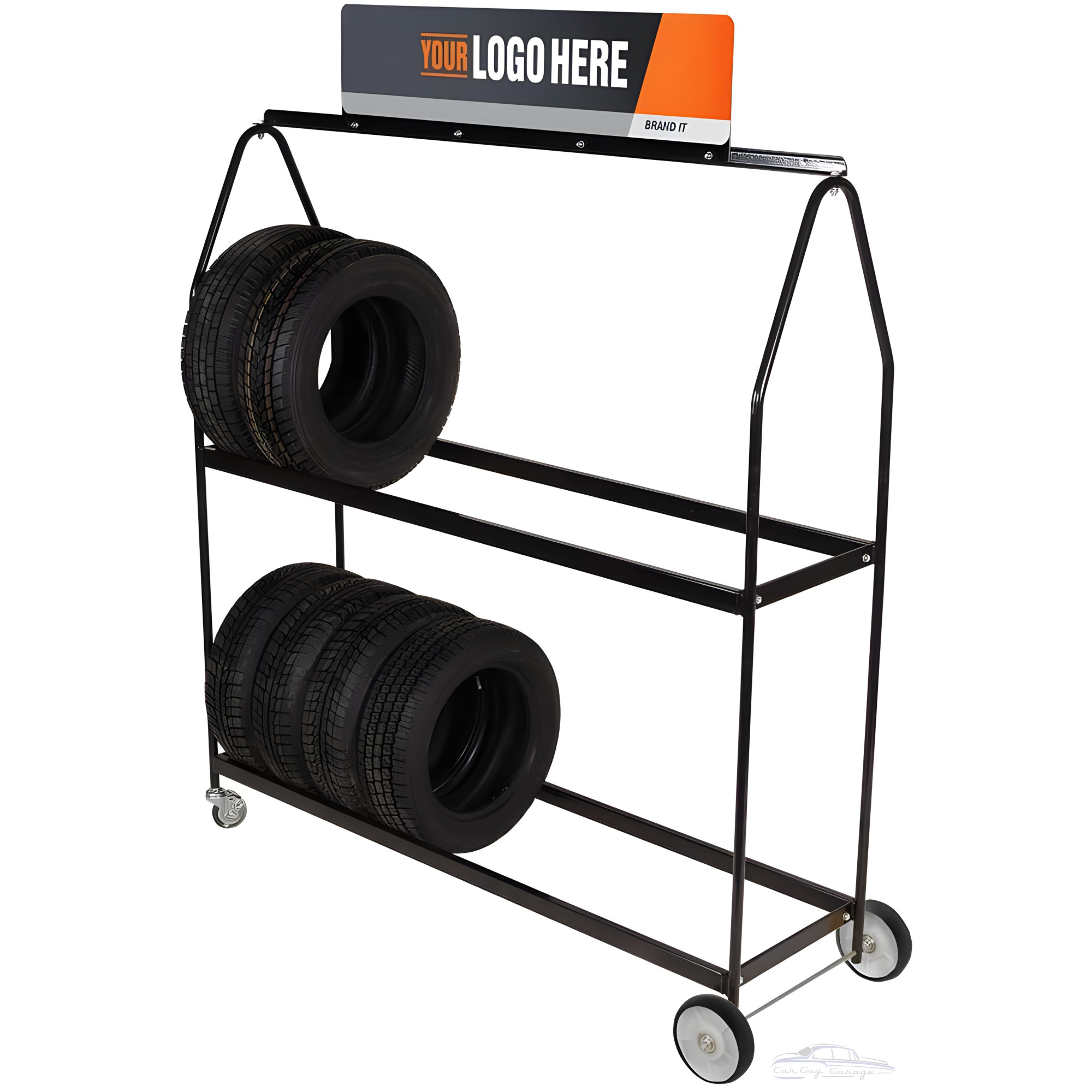 Deluxe Mobile Tire Rack - Holds 14-16 Tires, 4 Wheels