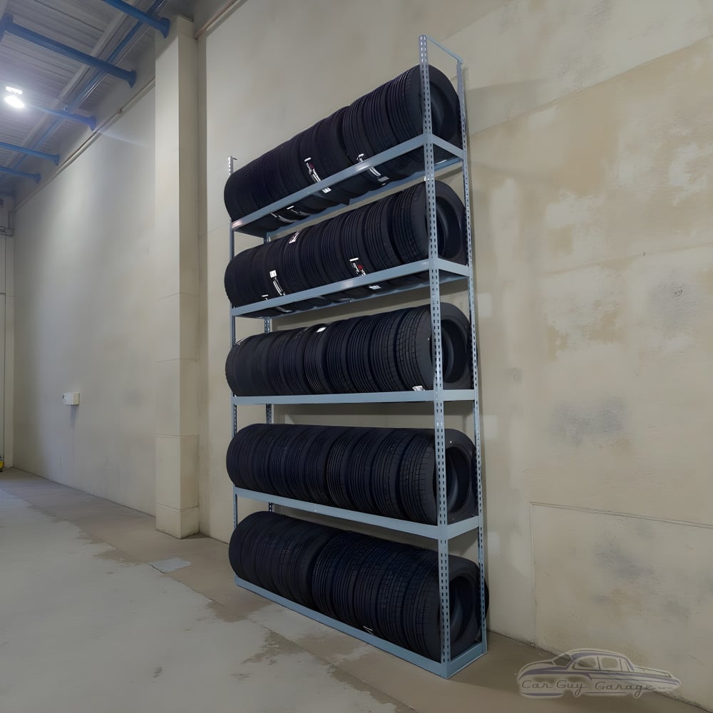 Deluxe Mobile Tire Rack - Holds 14-16 Tires, 4 Wheels