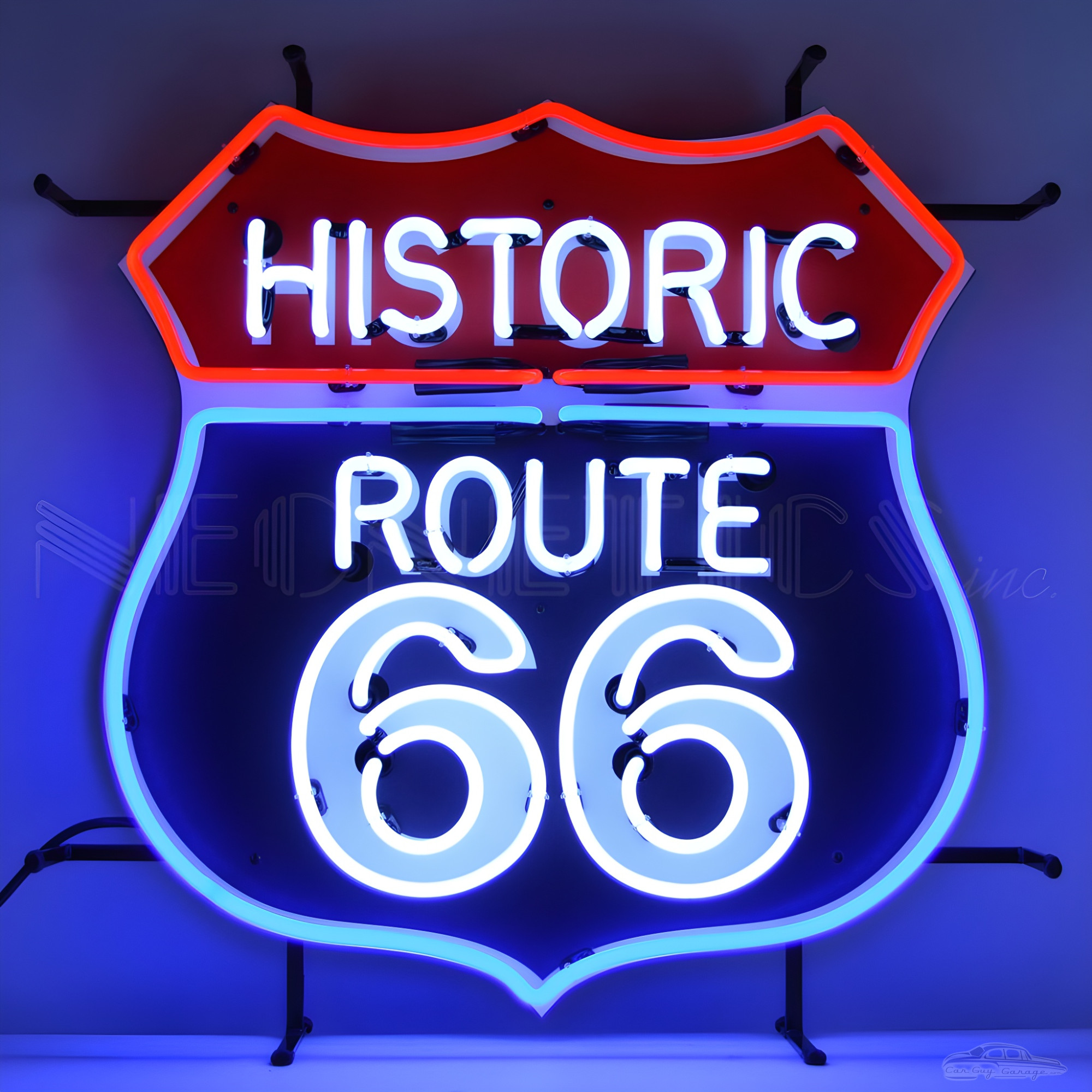 Historic Route 66 Neon Sign - Retro Decor, Hand-Blown Glass