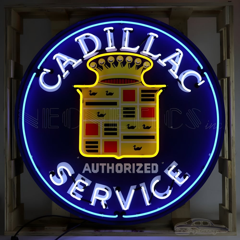 Cadillac Neon Sign - 36" Wide, Hand Blown Glass, Indoor Use