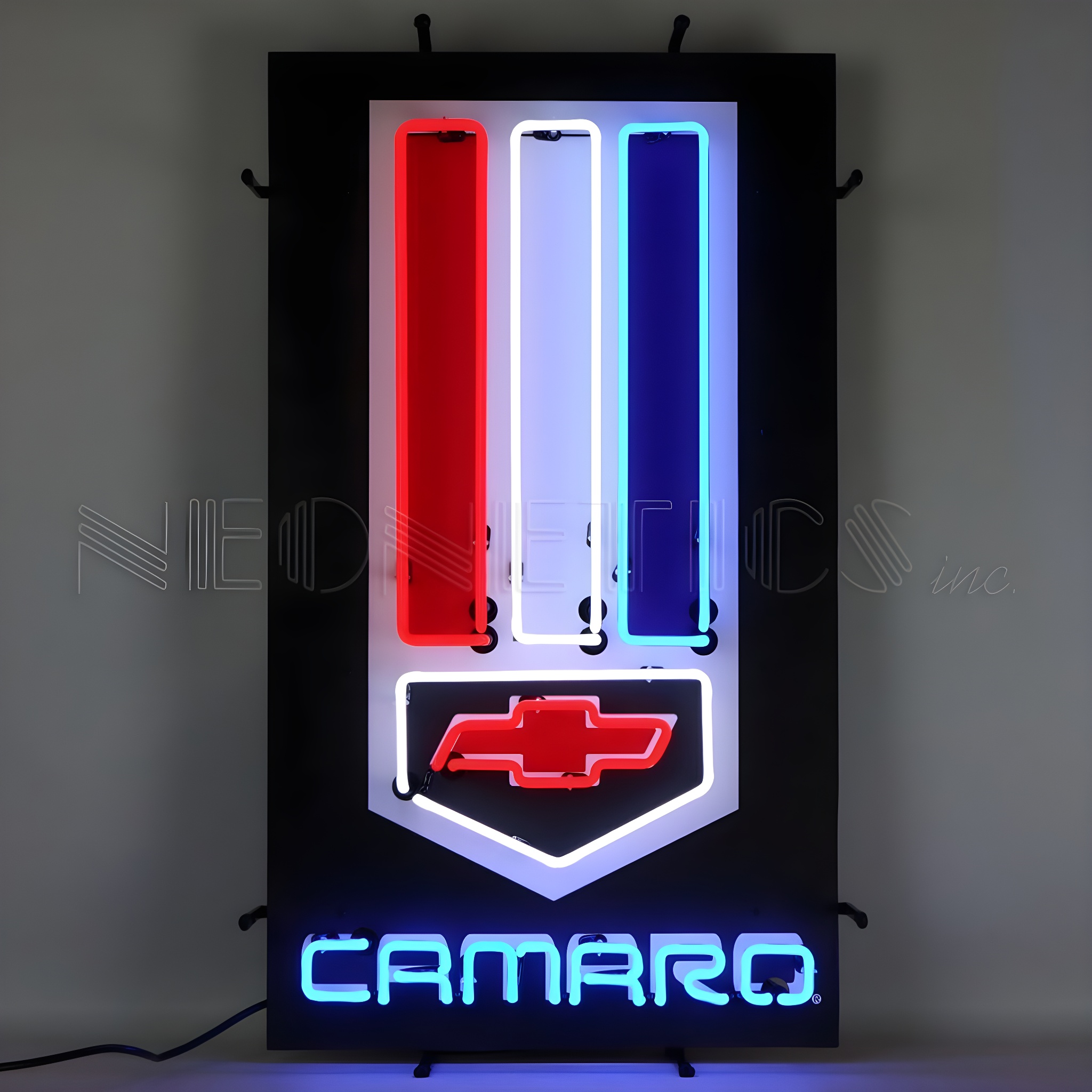 Camaro Red, White & Blue Neon Sign - Iconic Muscle Car Decor