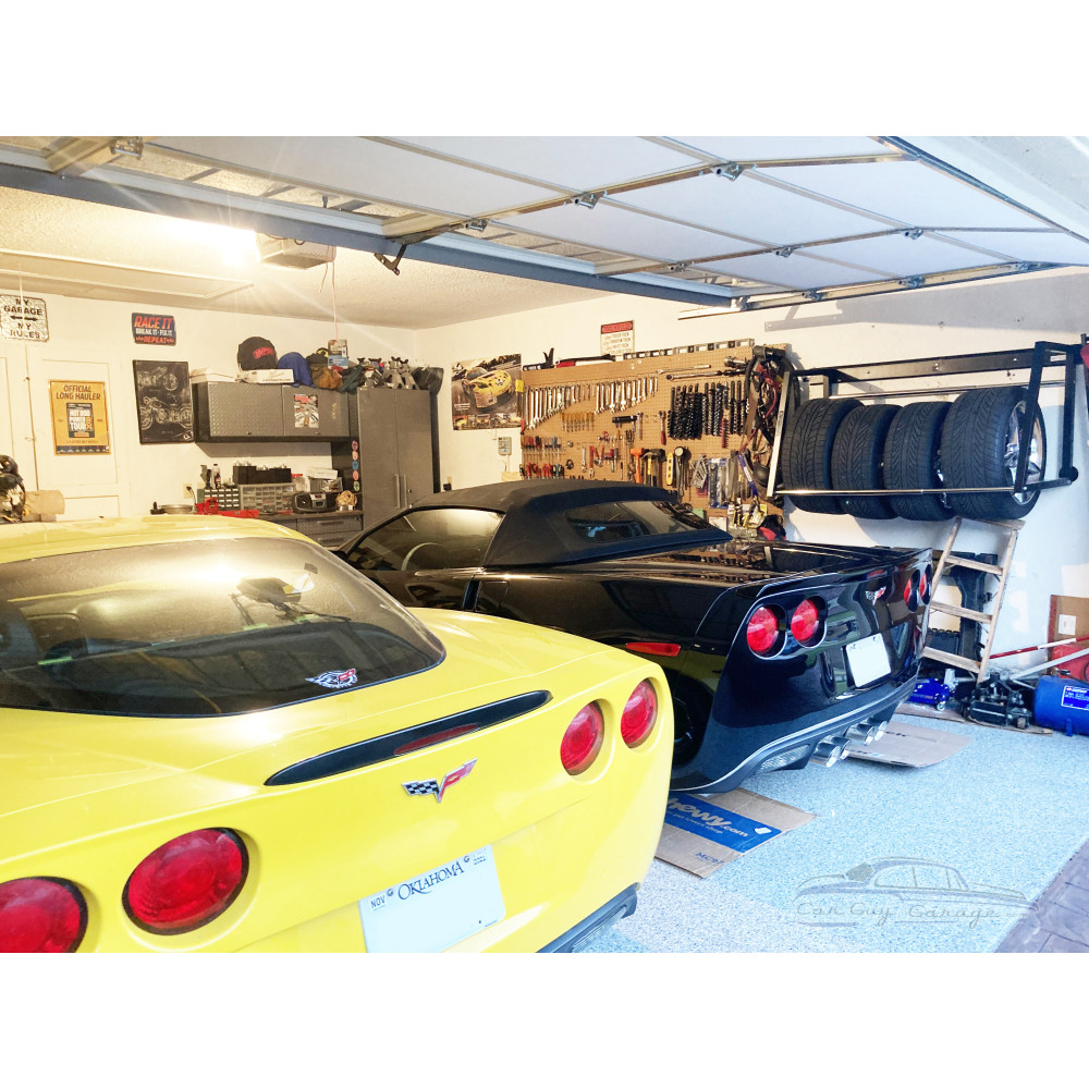 Deluxe Mobile Tire Rack - Holds 14-16 Tires, 4 Wheels