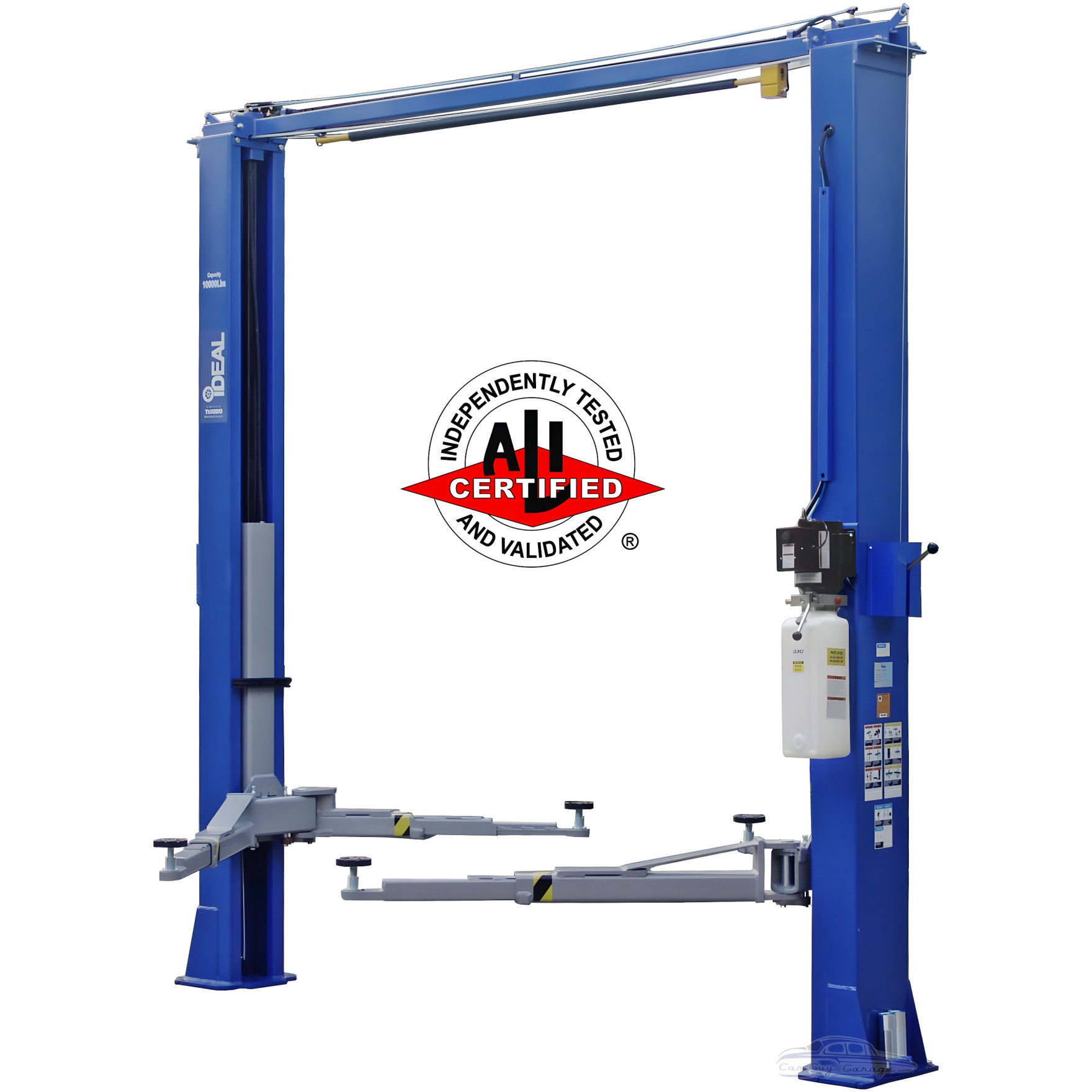 10,000 Lb Two Post Clear Floor Asymmetric Car Lift - ALI Certified