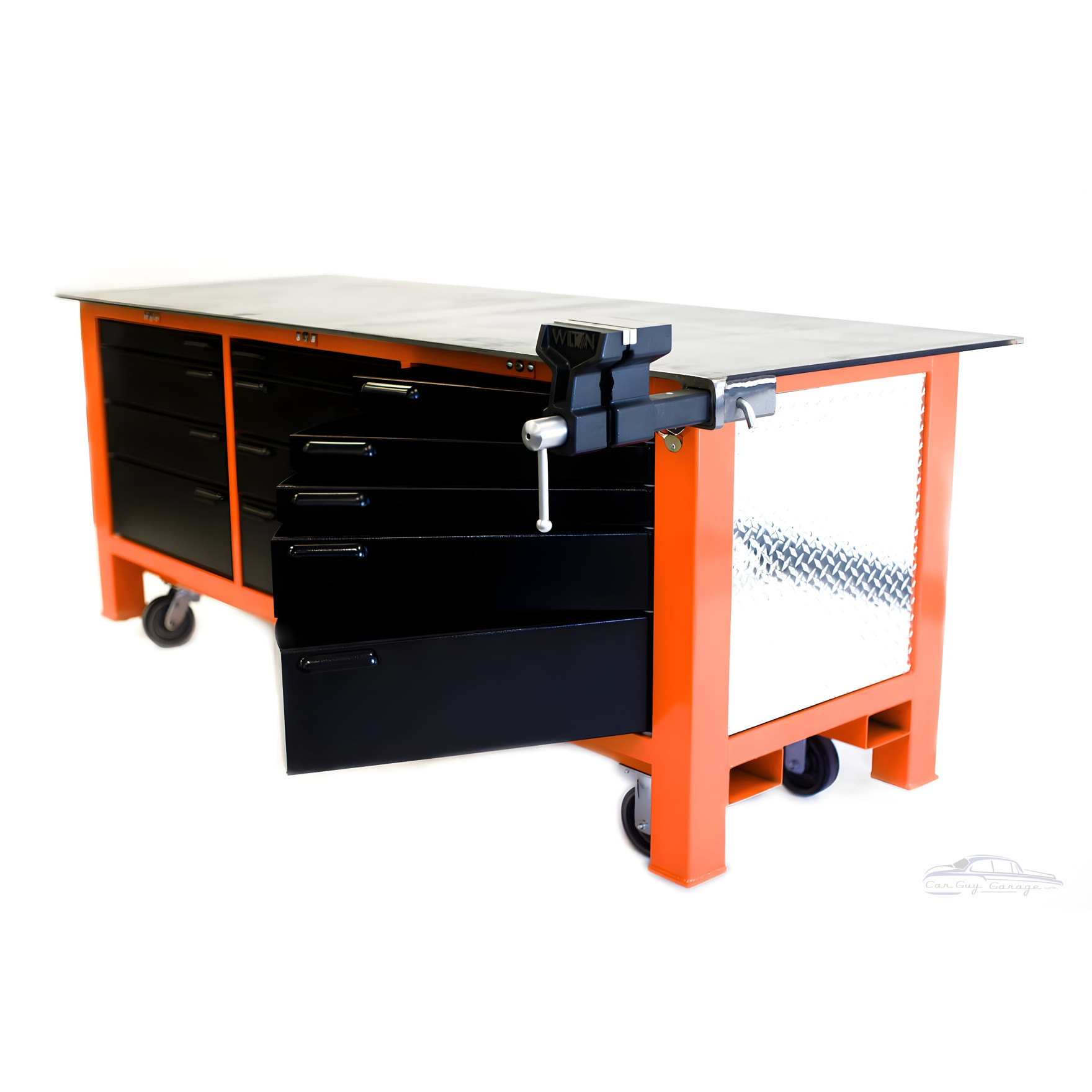 Three Bay 8 Foot Steel Workbench - Heavy Duty, Customizable