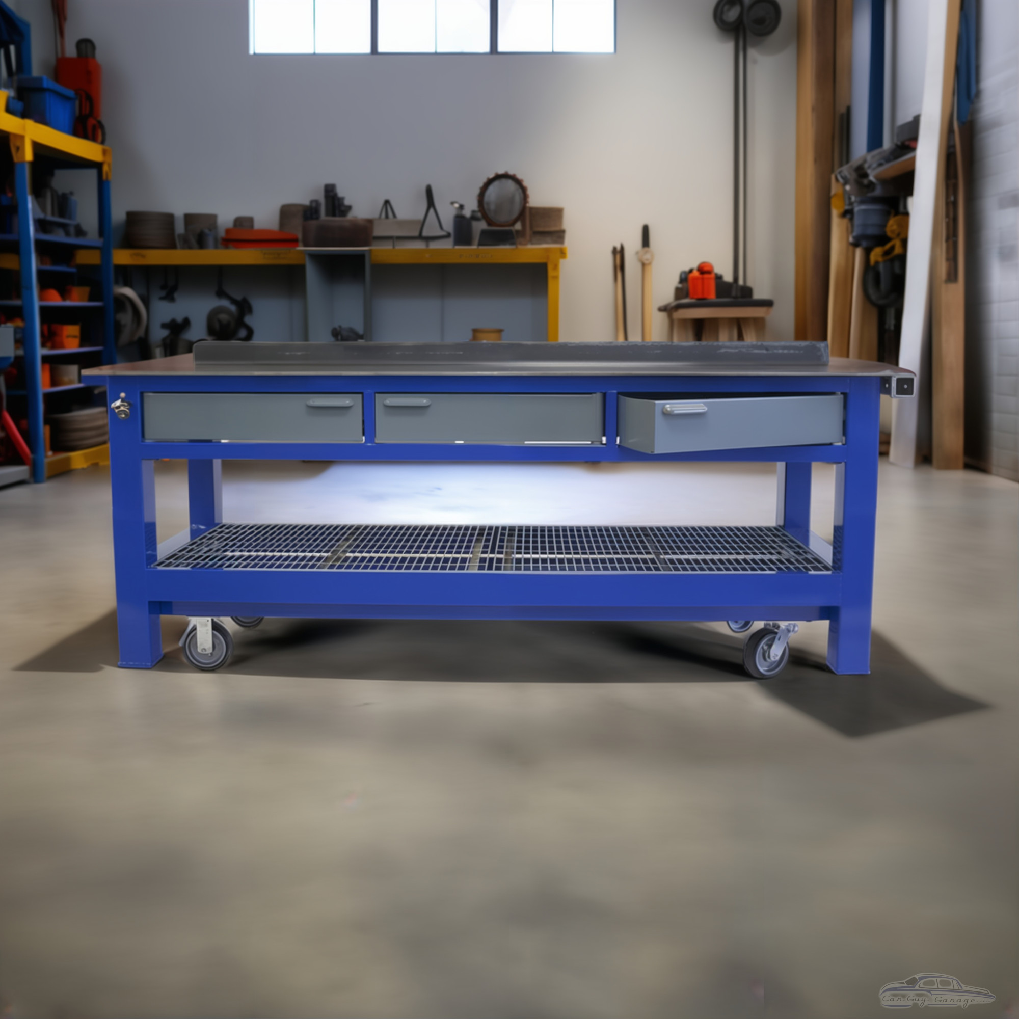 Heavy Duty 8 Foot Steel Workbench with 3 Drawers - Customizable