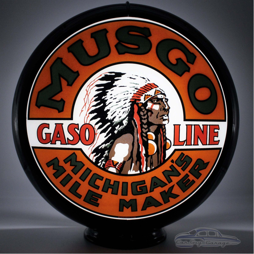 Vintage Musgo Gasoline Glass Gas Pump Globe Lamp - 18.75"