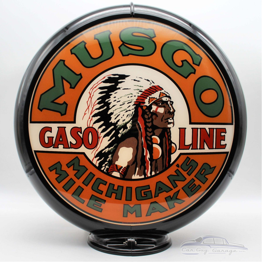 Vintage Musgo Gasoline Glass Gas Pump Globe Lamp - 18.75"