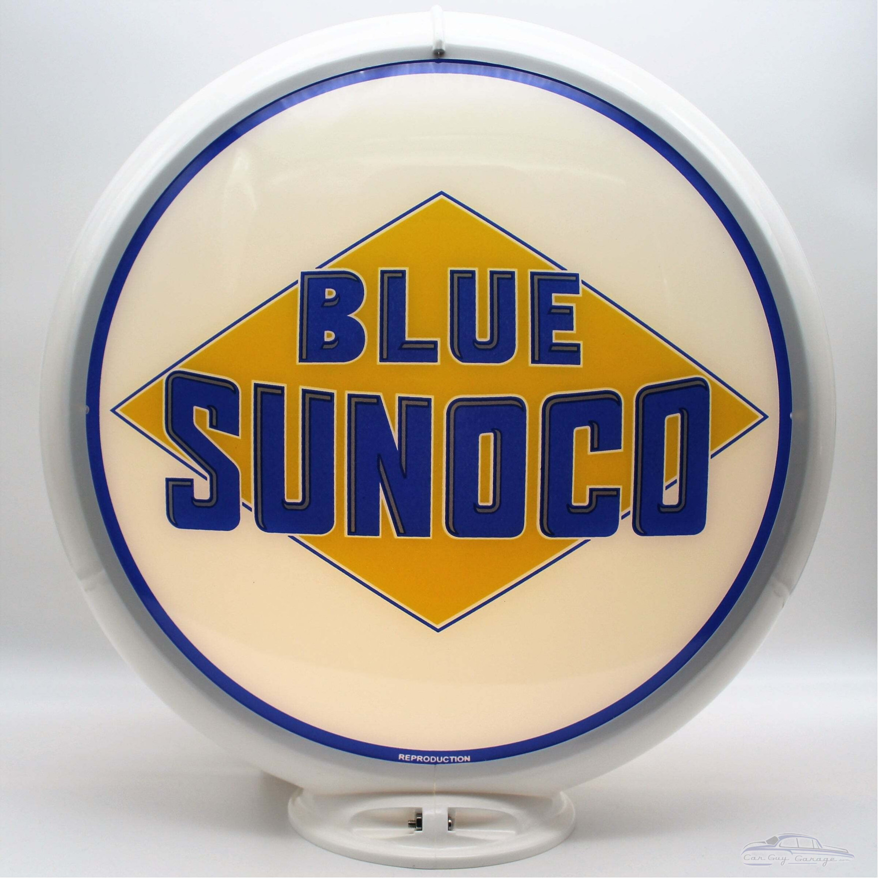 Vintage Sunoco Blue Glass Gas Pump Globe Lamp - Made in USA