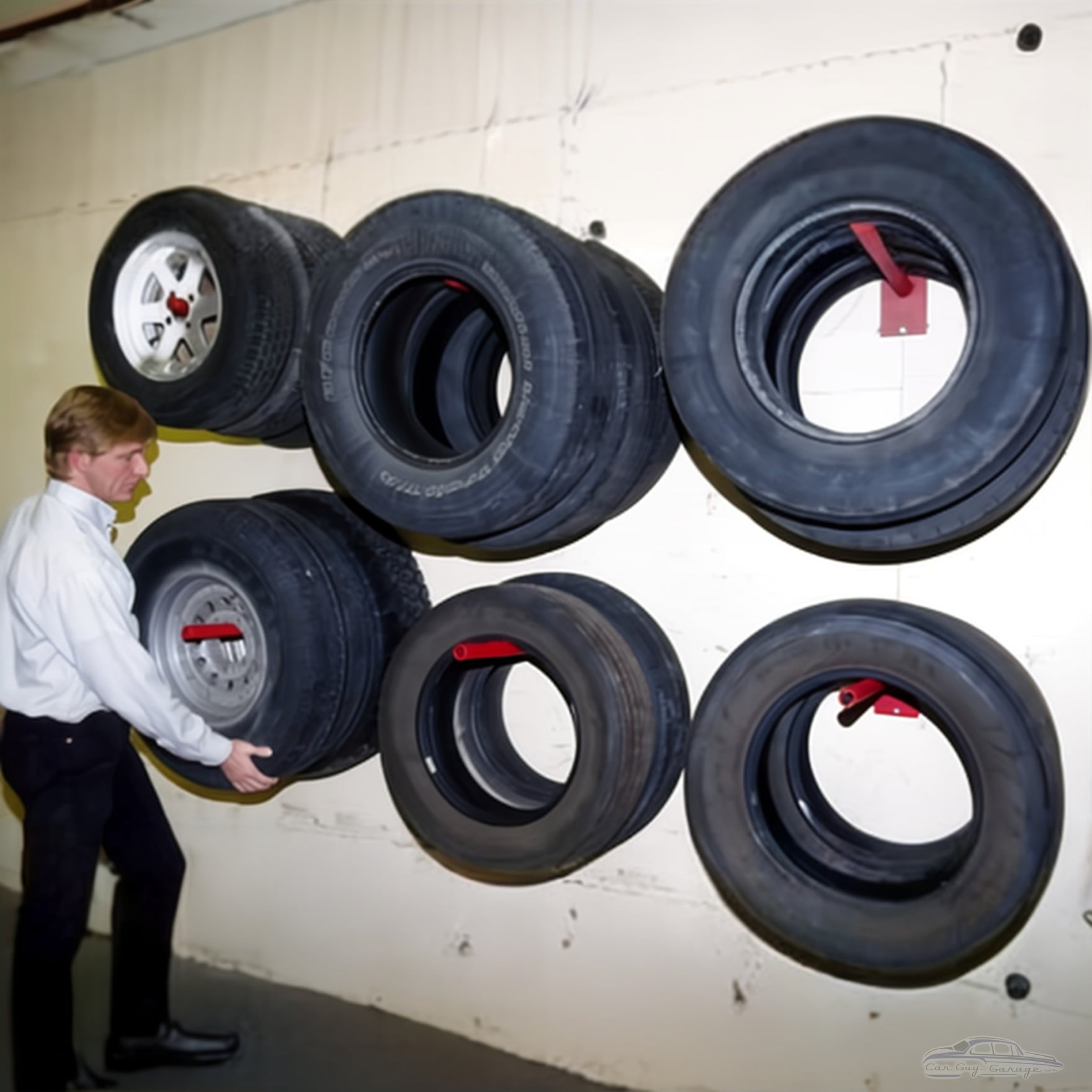 Red Powder Coated Wheel Hanger - Wall Mount, 220 lbs Capacity