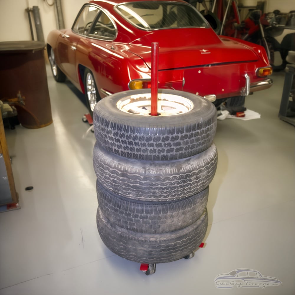 Deluxe Mobile Tire Rack - Holds 14-16 Tires, 4 Wheels