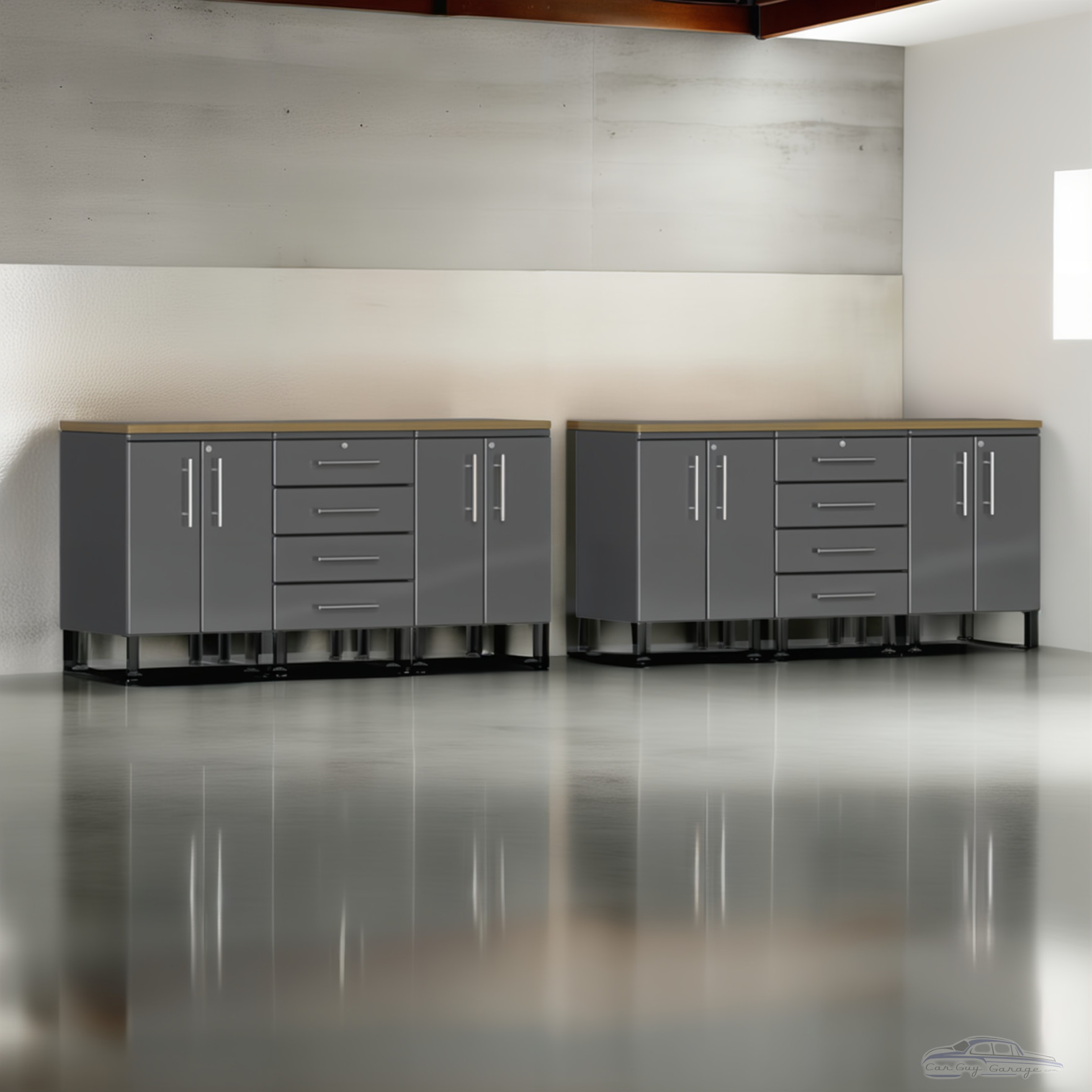 Grey Modular 8 Piece Dual Workstation Set - Garage Storage