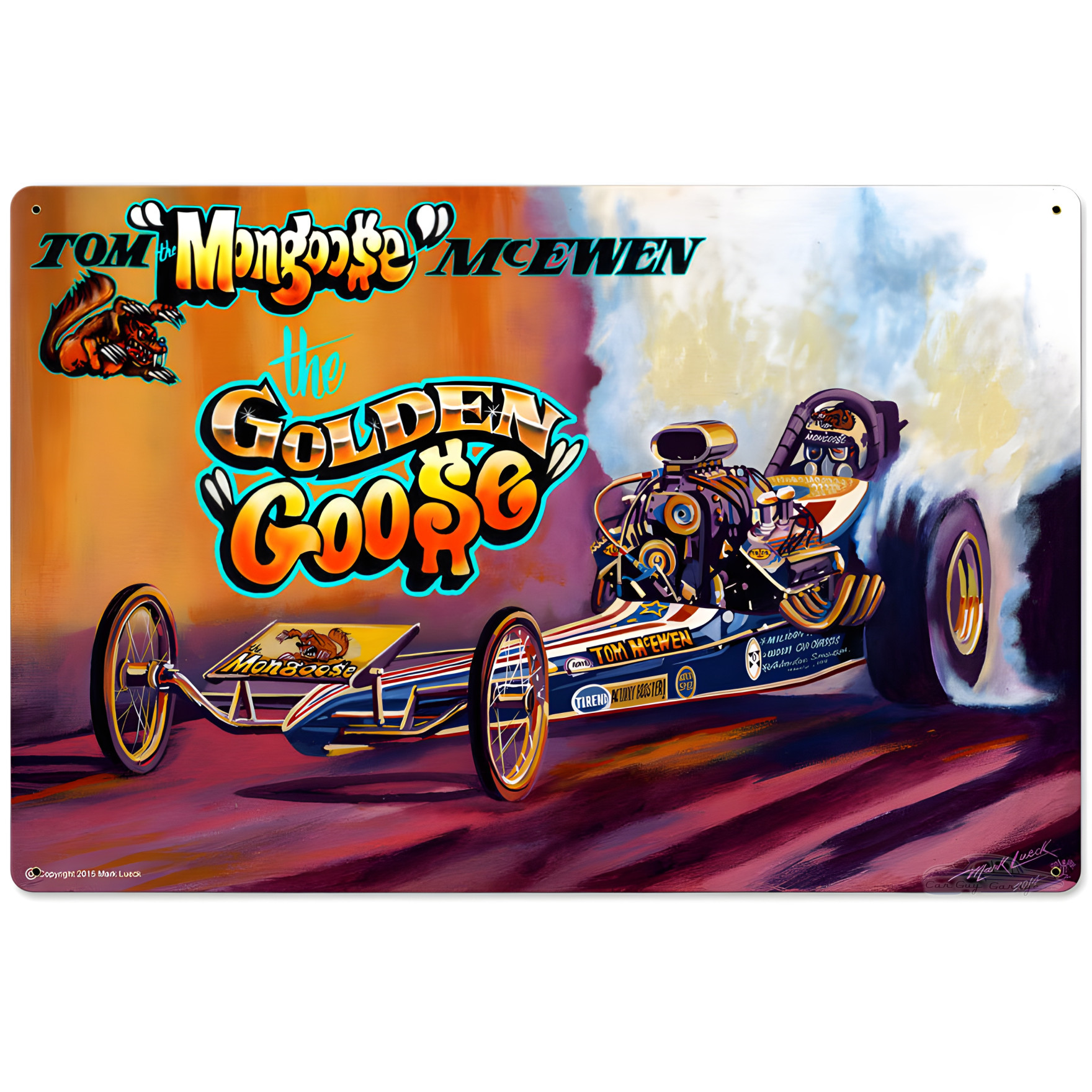 Race Car Mongoose Metal Sign - 24"x16" - Made in USA