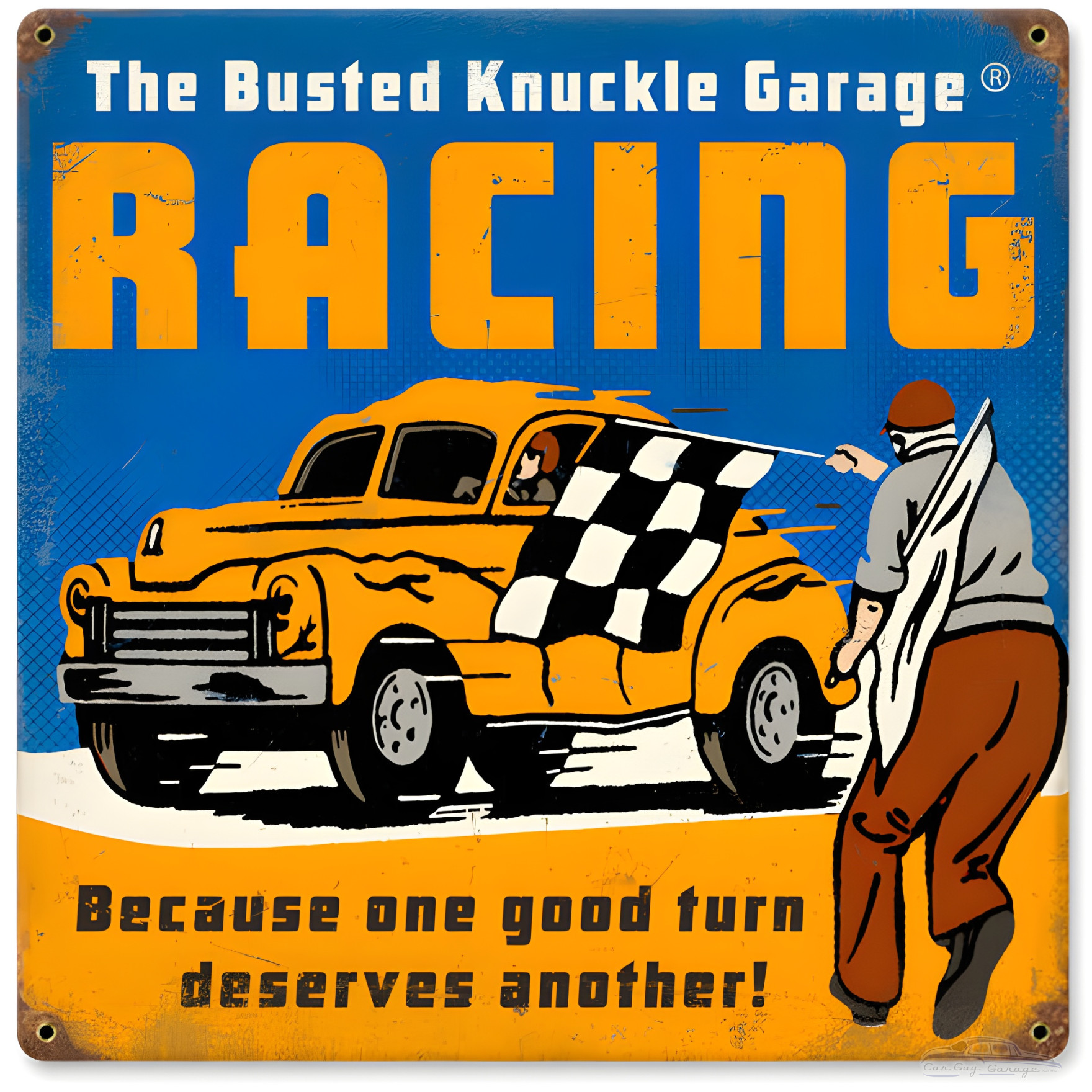 Vintage Racing Metal Sign - 12"x12" Heavy Gauge Steel Decor