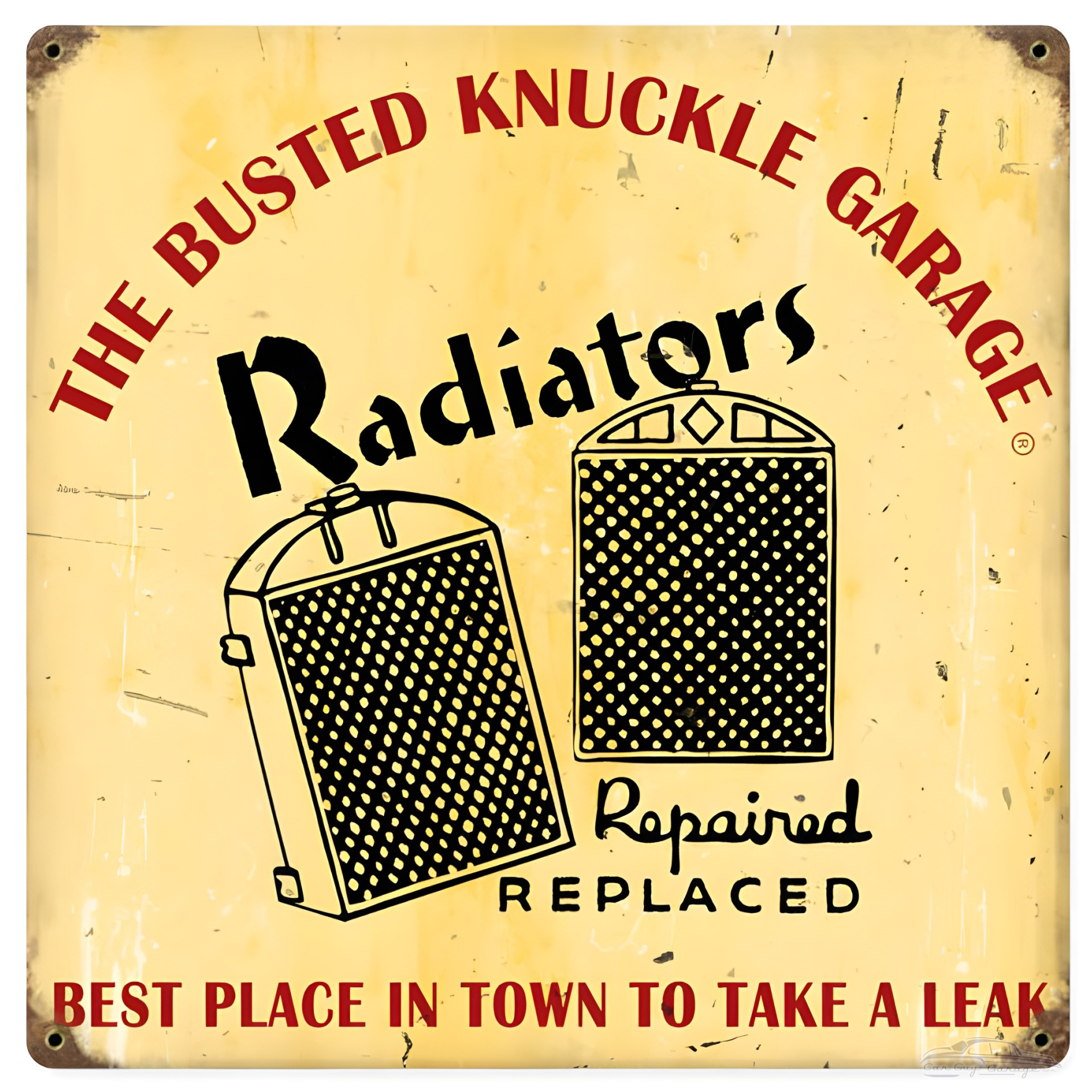 Vintage Radiator Repair Sign - 12"x12" Heavy Steel, USA Made