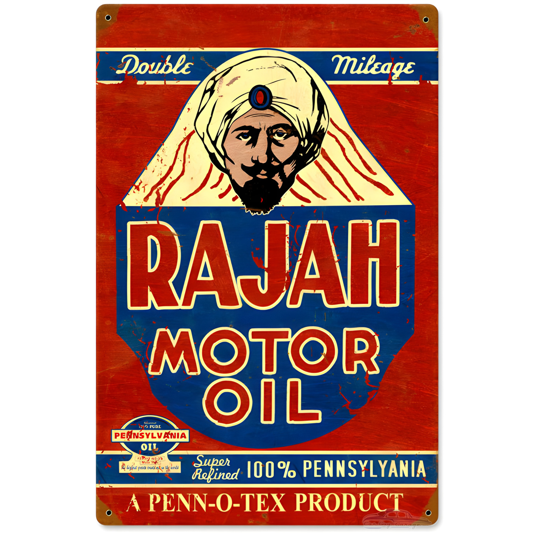 Rajah Motor Oil Metal Sign - Vintage 12"x18" Garage Decor