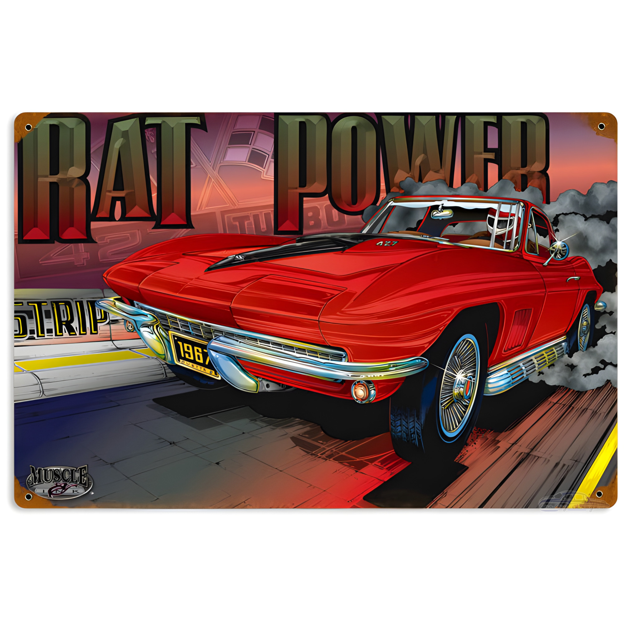 Vintage Rat Power Metal Sign - 18"x12" - Made in USA