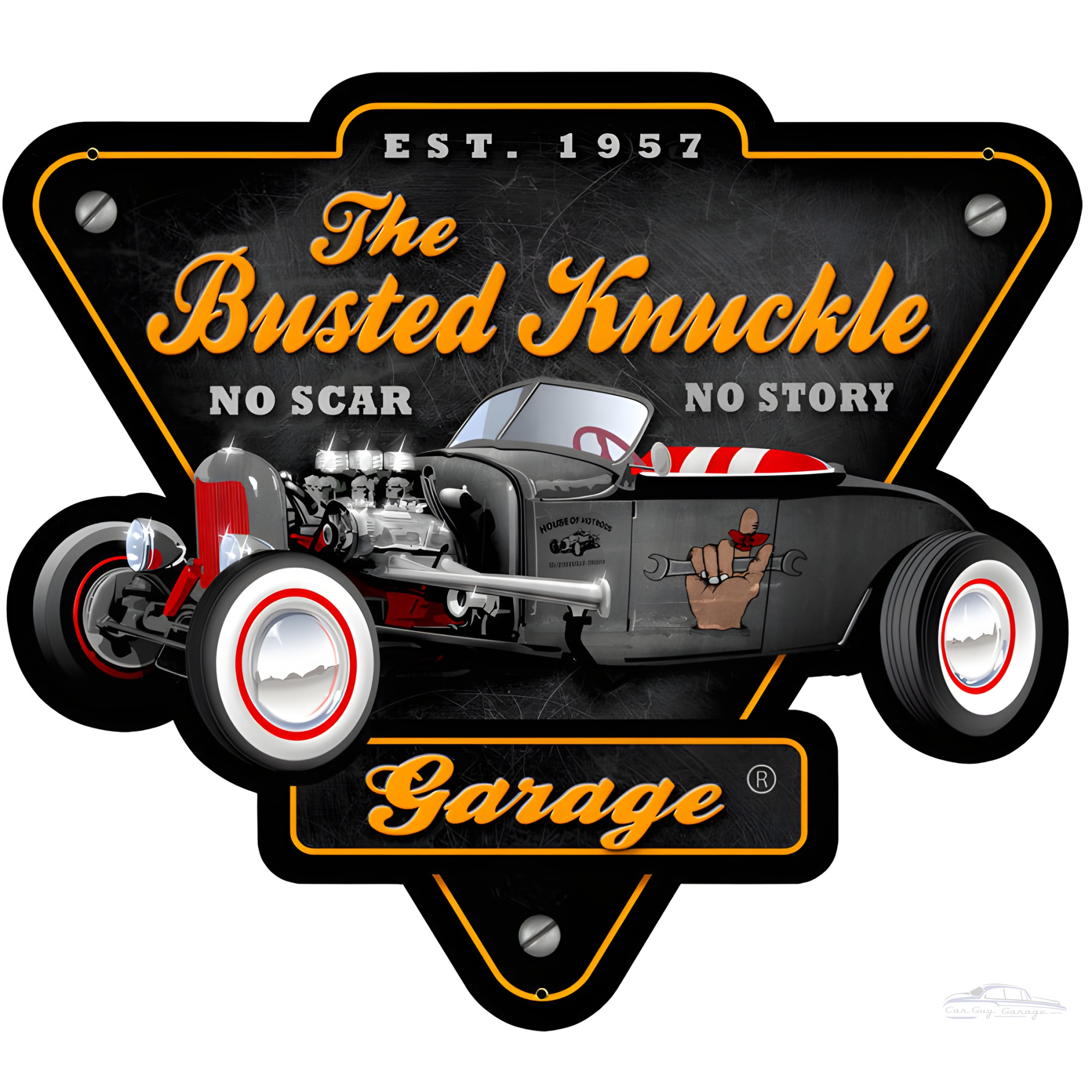 Rat Rod Metal Sign - 15"x14" Handmade USA, Heavy Steel