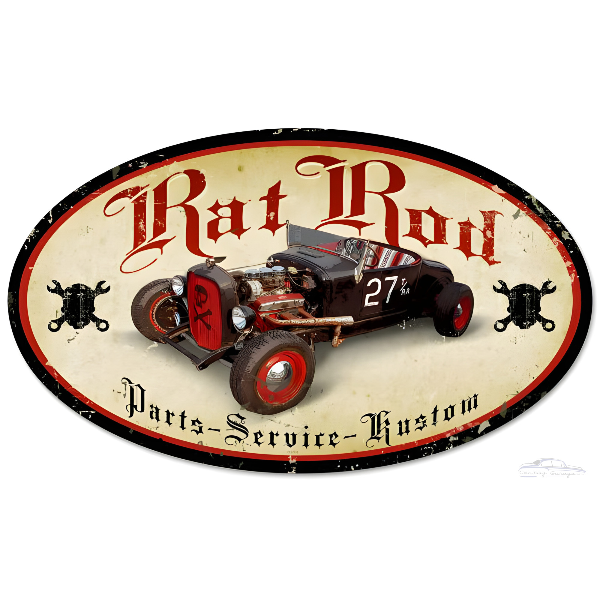 Rat Rod Metal Sign - 24"x14" Heavy Gauge Steel, USA Made