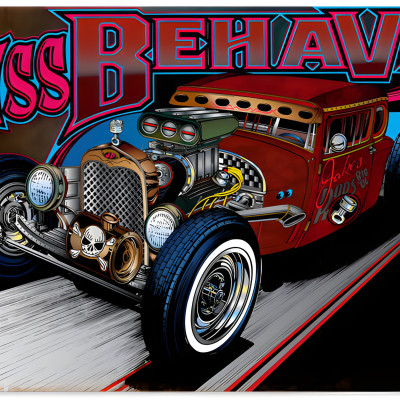 Rat Rod Miss Behavin Metal Sign - Vintage Garage Decor 12"x18"