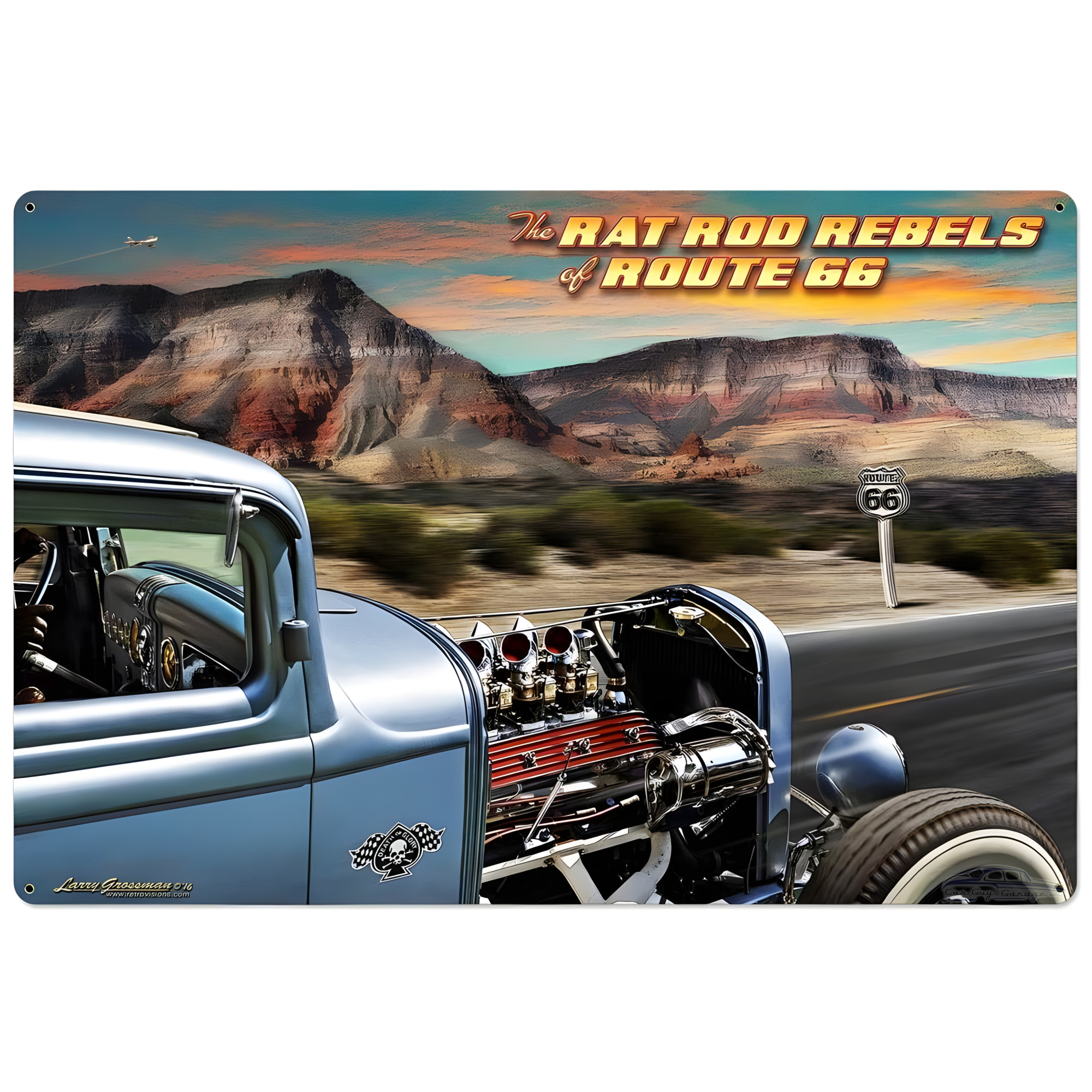 Rat Rod Rebels Metal Sign - Vintage Style, 36"x24", USA Made