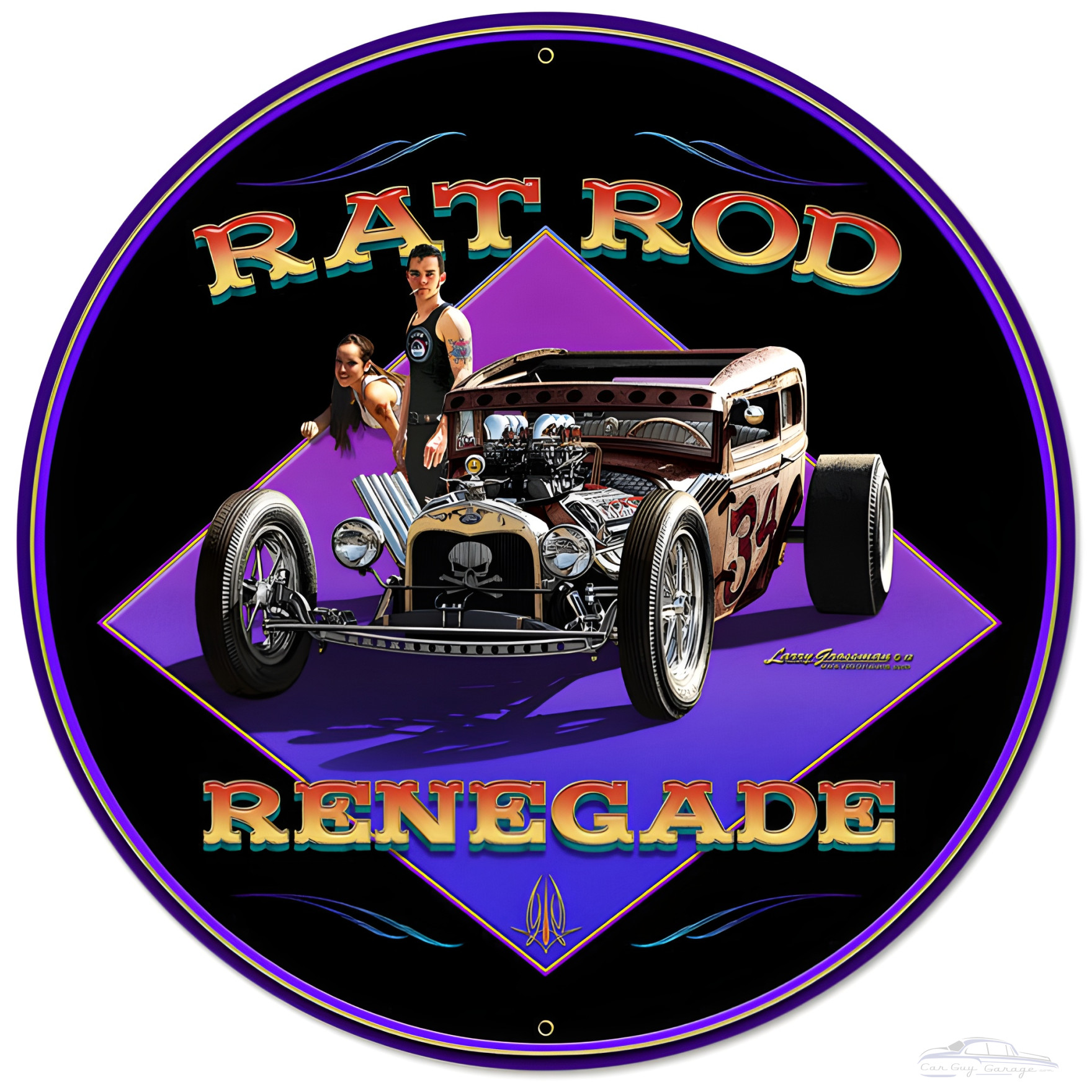 Rat Rod Renegade Metal Sign - 28" Round, Durable American Steel