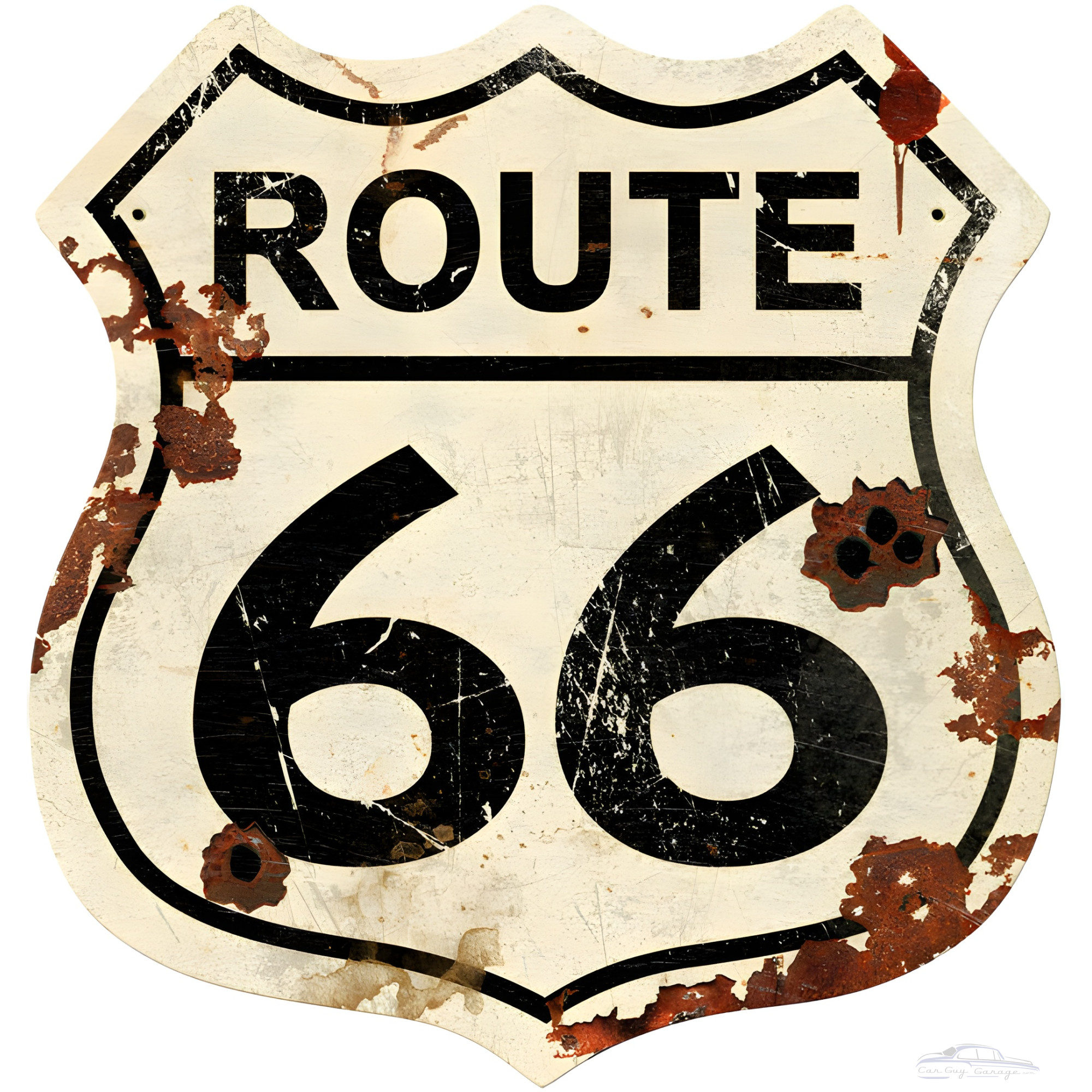 Rusty Route 66 Metal Sign - Durable 15"x15" American Steel