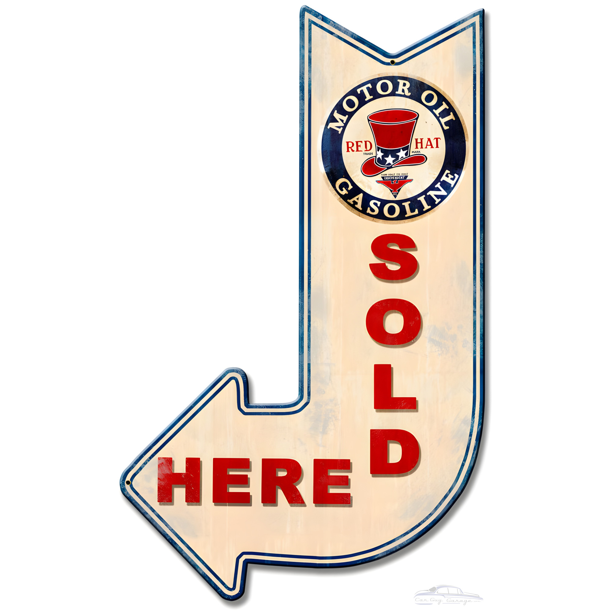 Red Hat Arrow Metal Sign - Vintage Charm, 15"x24", USA Made