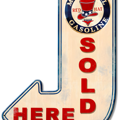 Red Hat Arrow Metal Sign - Vintage Charm, 15"x24", USA Made