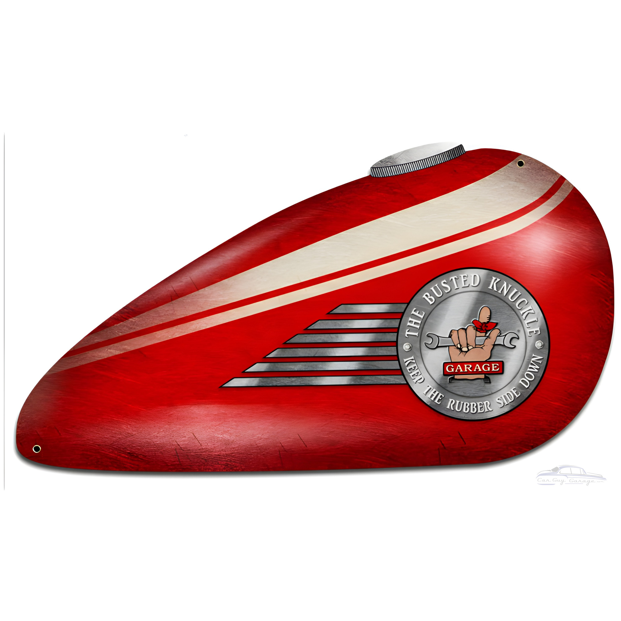 Red Motorcycle Tank Sign - 18"x10" - Durable Metal Decor