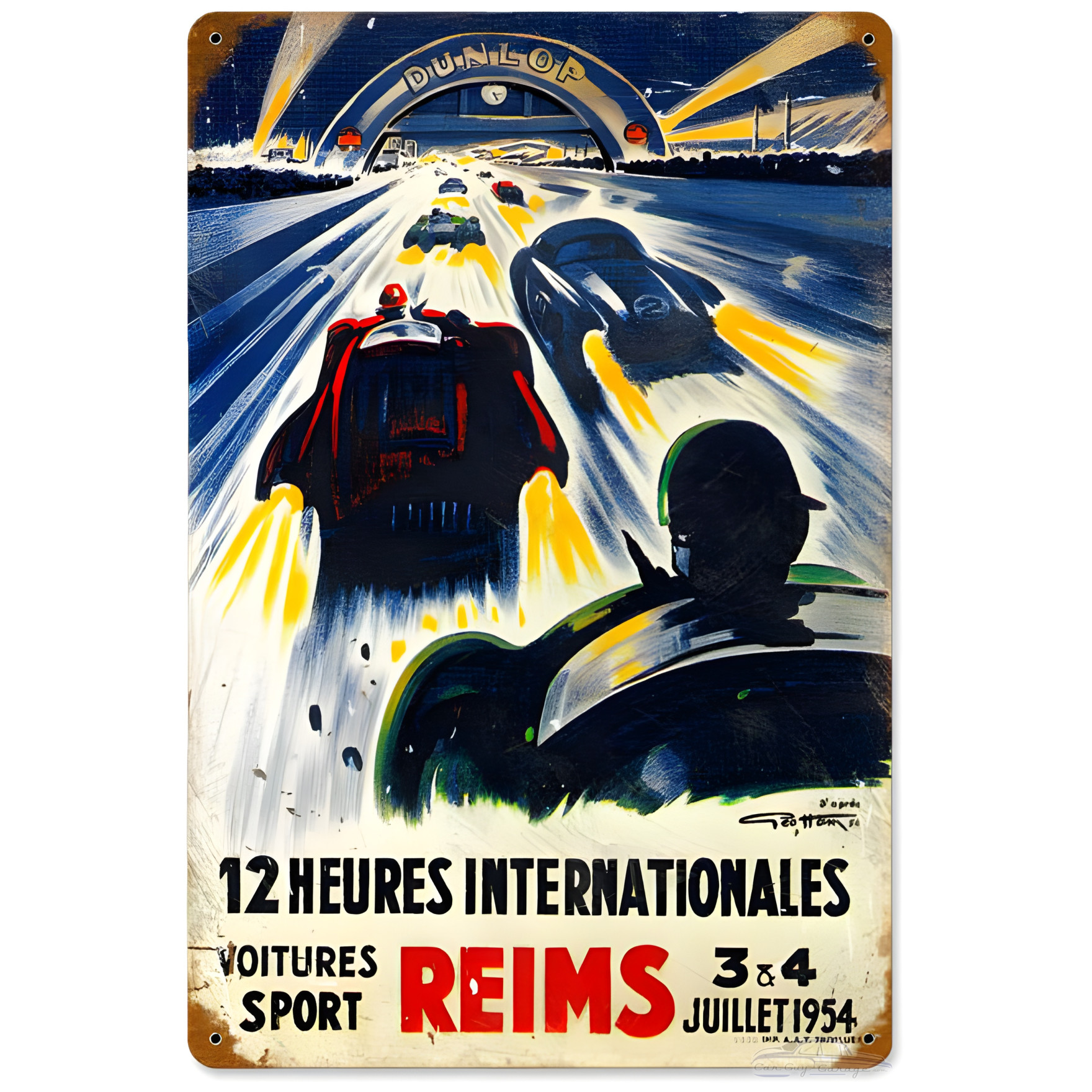 Vintage Reims Metal Sign - 18"x12" - Heavy Gauge Steel