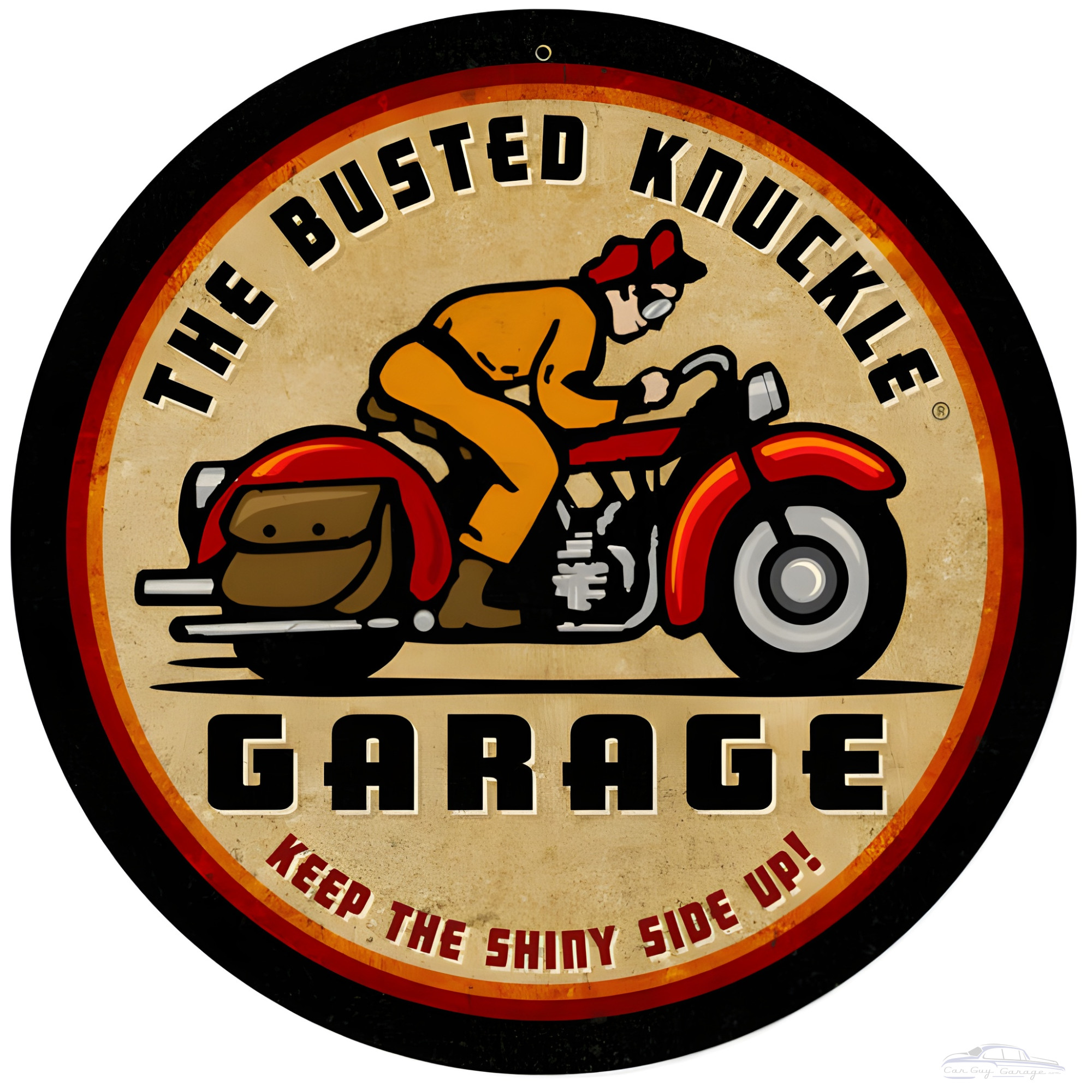 Retro Rider Sign - 14" Round, Vintage Motorcycle Metal Decor
