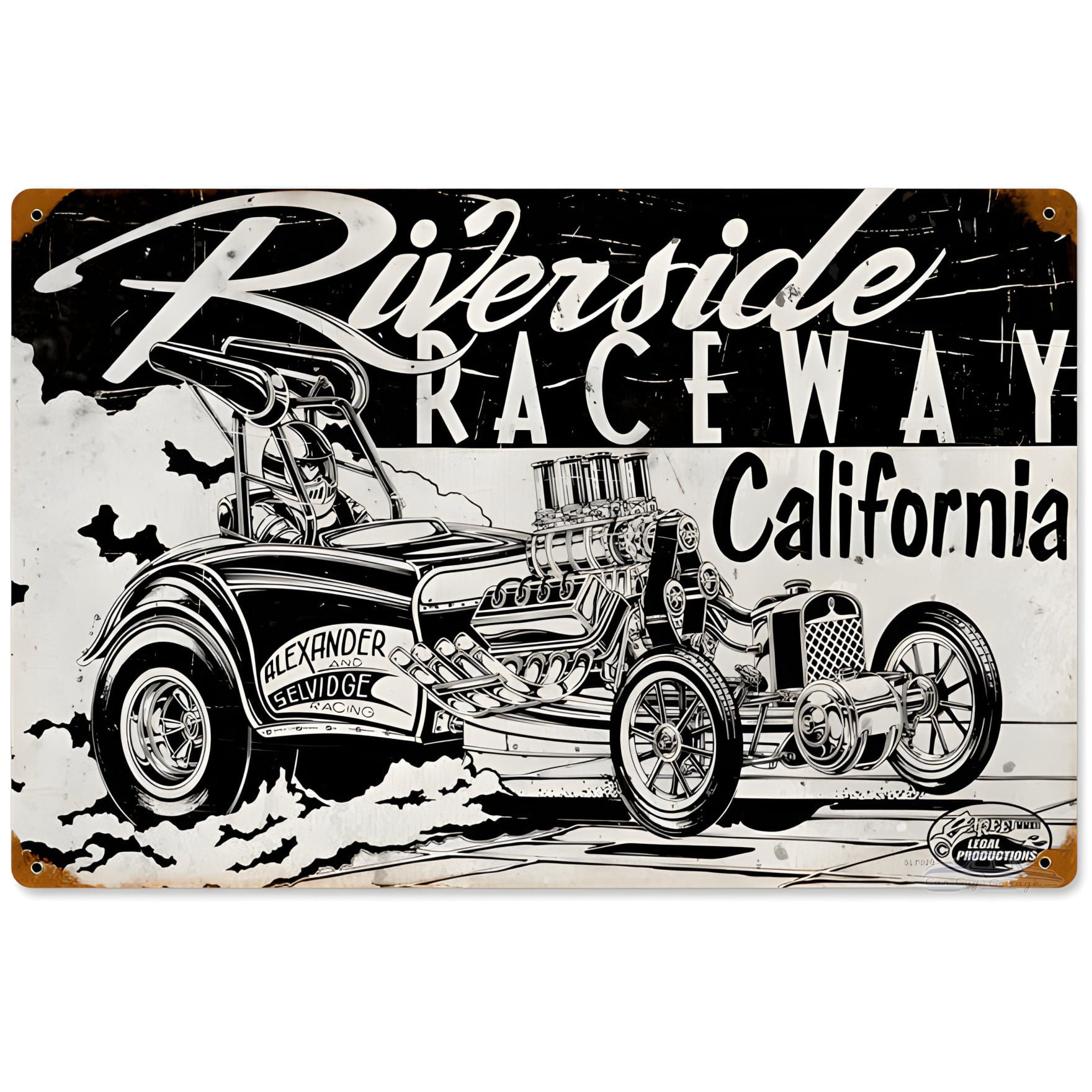 Vintage Riverside Raceway Metal Sign - 18"x12" - USA Made