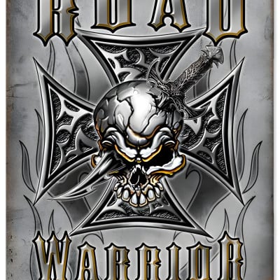 Road Warrior Metal Sign - Vintage 12"x18" USA Made Steel