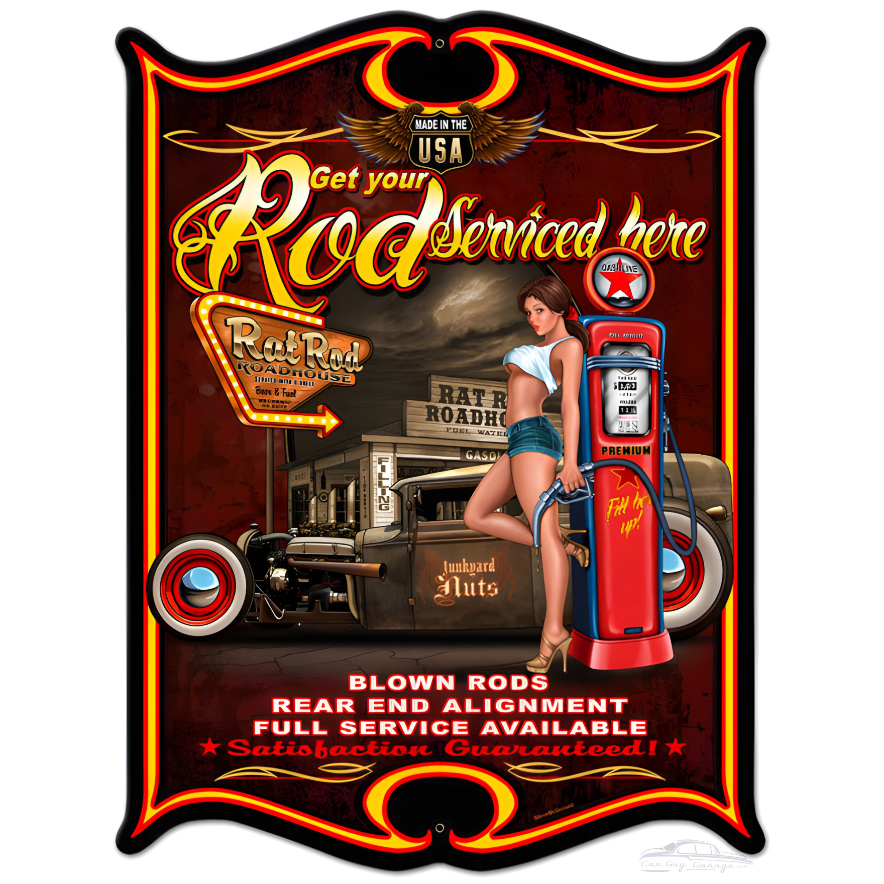 Vintage Style Rod Serviced Metal Sign - 14"x19" - Durable USA