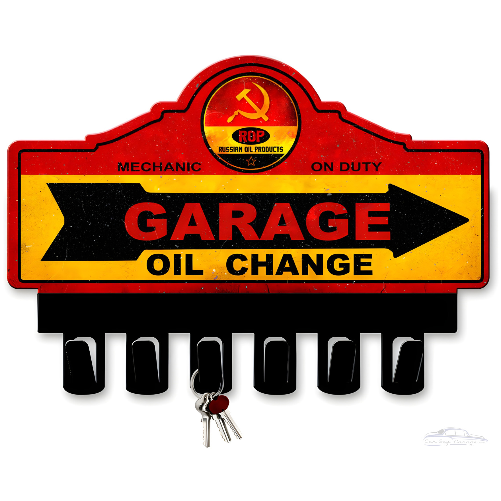 ROP Gasoline Key Hanger Metal Sign - Durable 14"x10" Decor