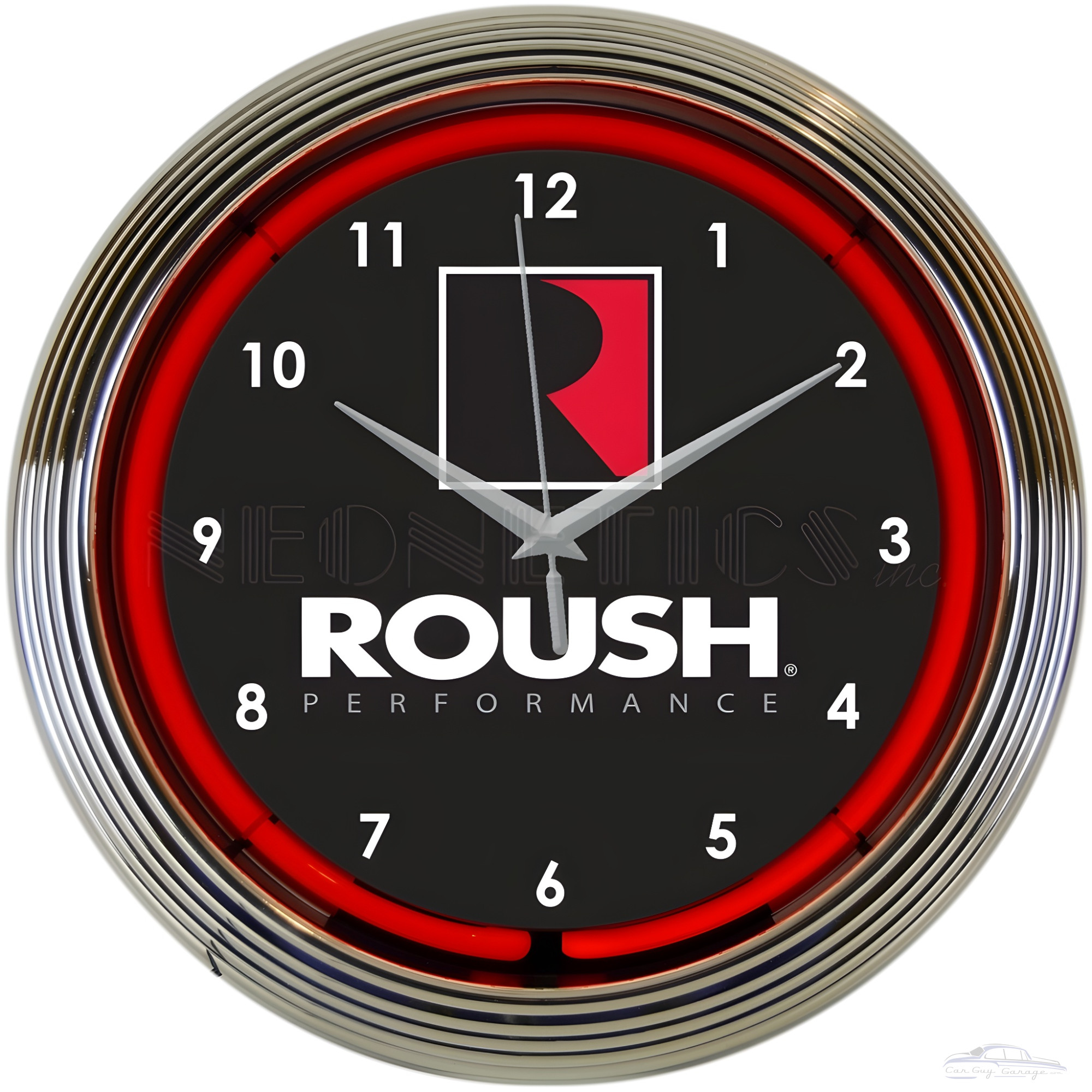 Roush Performance Neon Clock - 15" Retro Style, Real Glass Neon